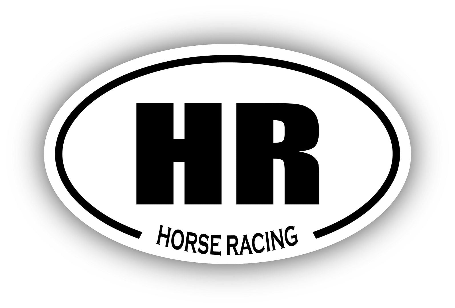 Horse Racing HR Oval Bumper Sticker 3M Vinyl Decal 3 in x 5 in ...