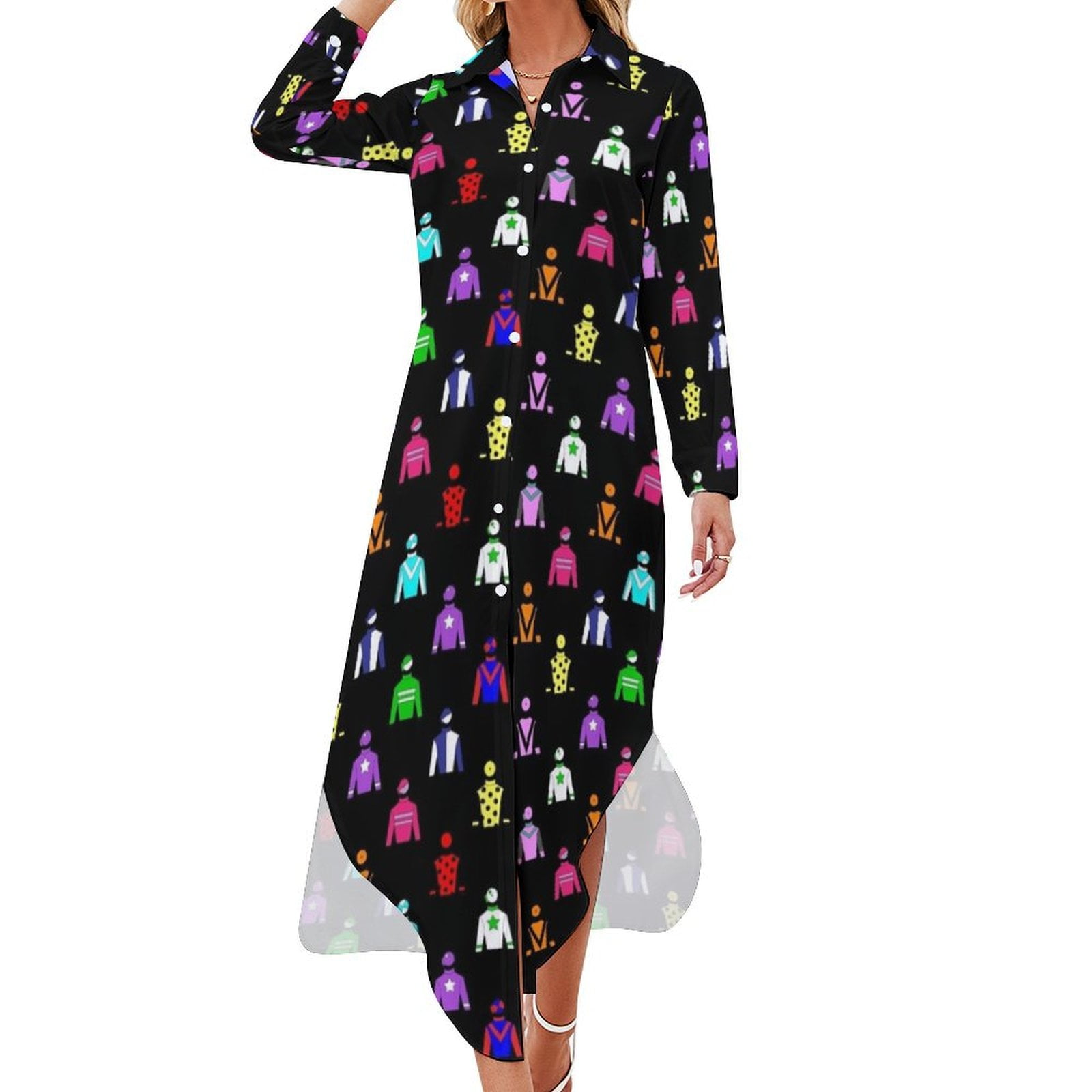 Horse Racing Jockey Silks Long Sleeved Shirt Dress woman dress luxury ...