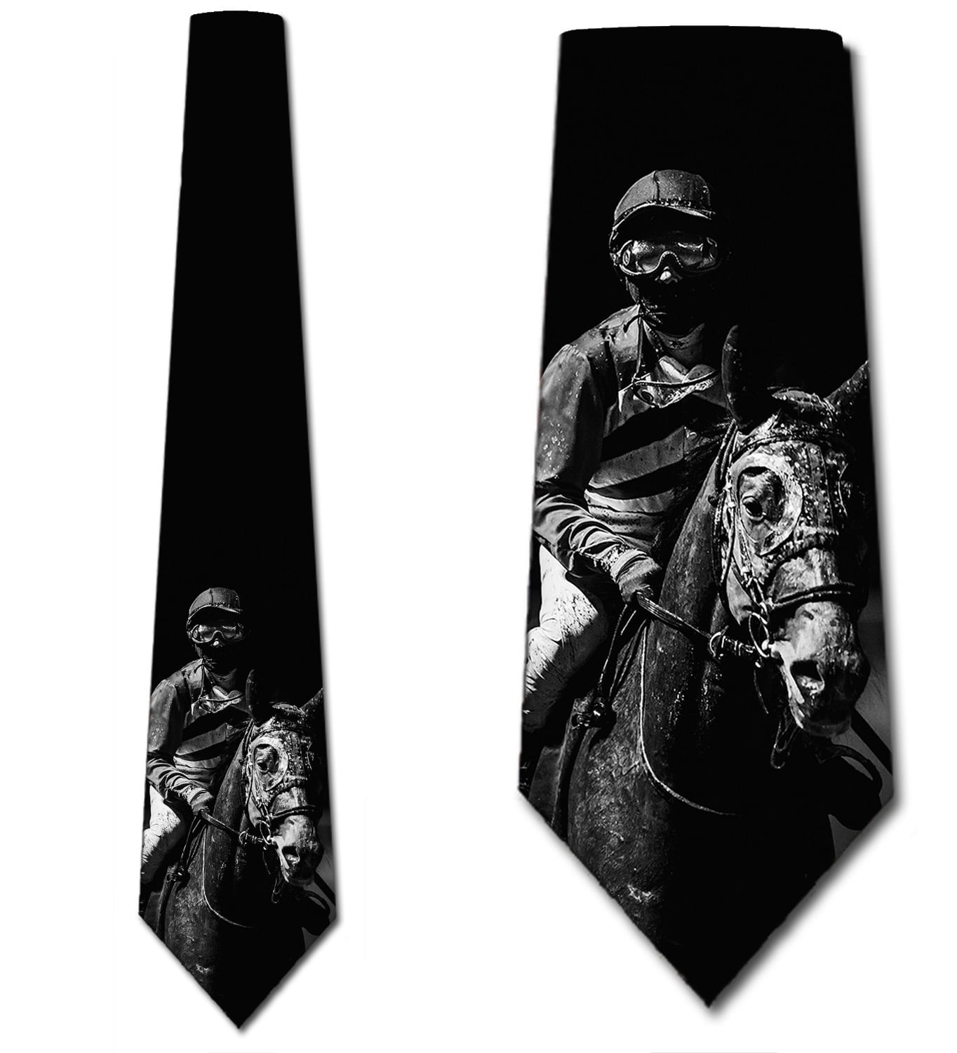 Horse Racing Ties Black and White Jockey and Horse Necktie Mens Tie by ...