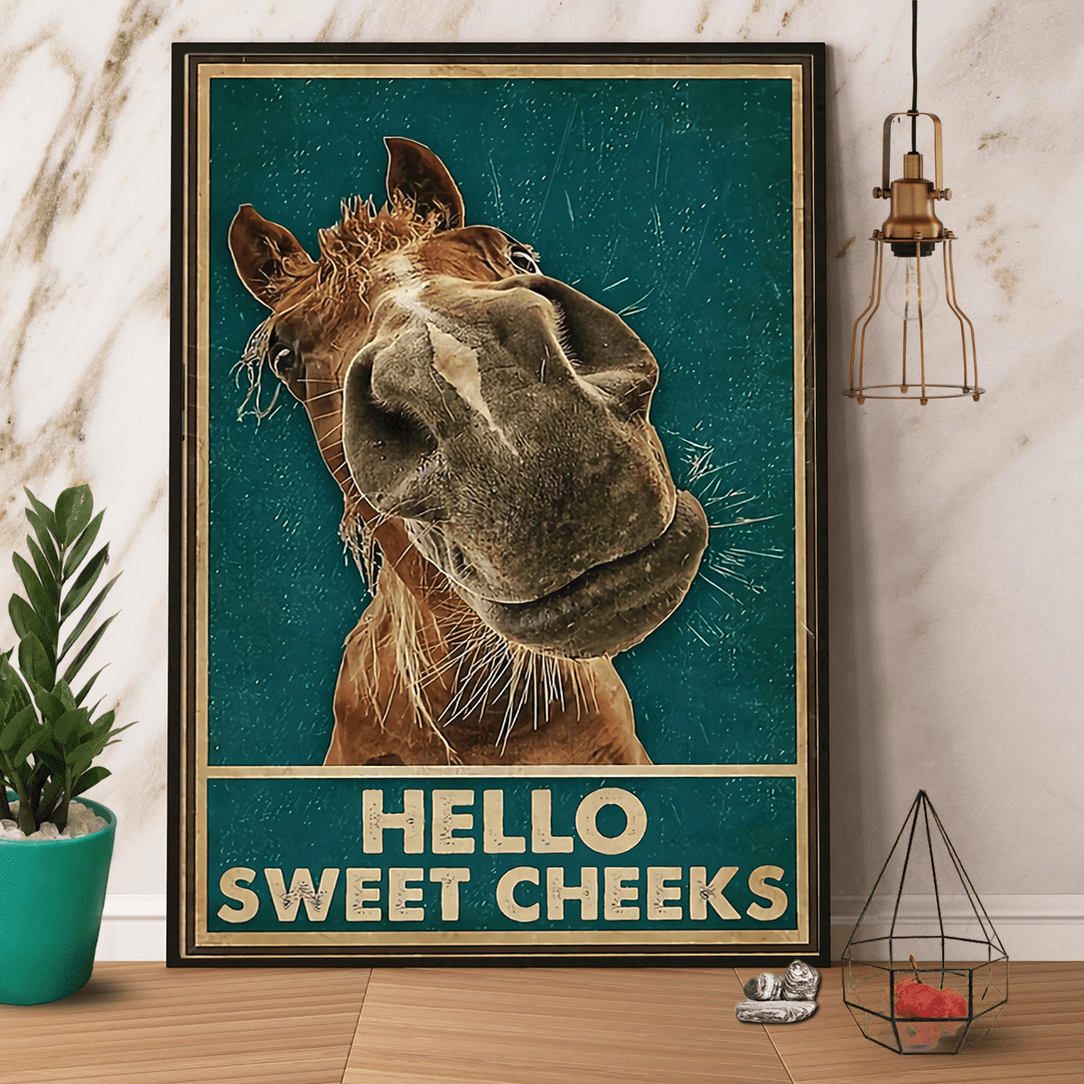 Horse Retro Hello Sweet Cheeks Paper Poster No Frame Matte Wall Art ...