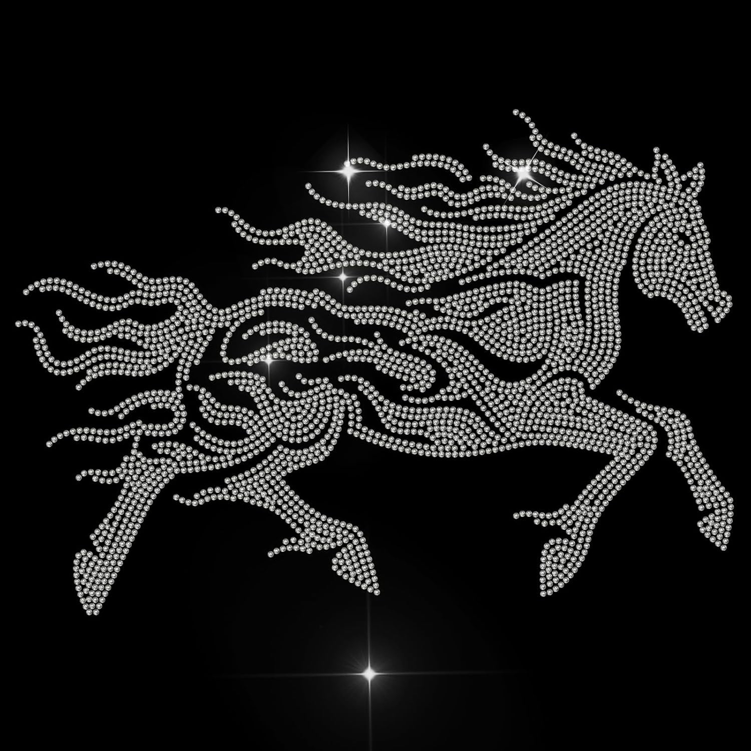 Horse Rhinestone Iron on Hotfix Rhinestone Horse Running Transfer ...