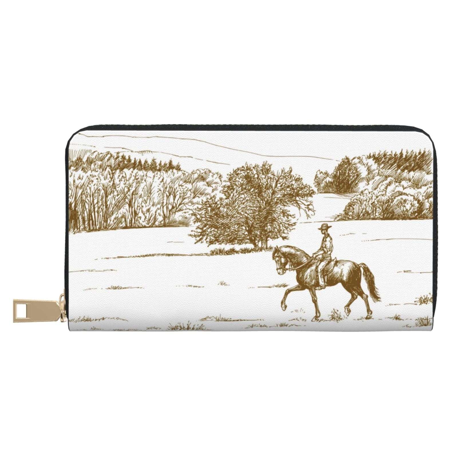 Horse Rider In Field Wallet Women, Leather Bifold Multi Card Wallet ...