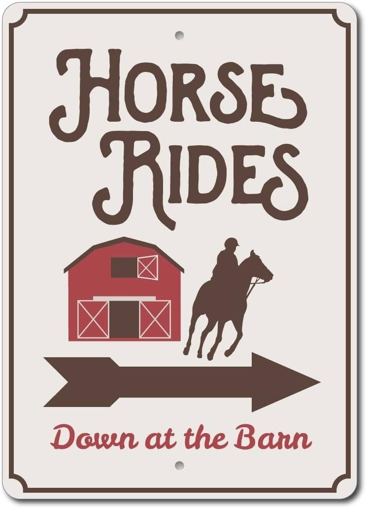 Horse Rides Sign Horse Barn Decor Horse Barn Sign Metal Sign 8x6 inches ...