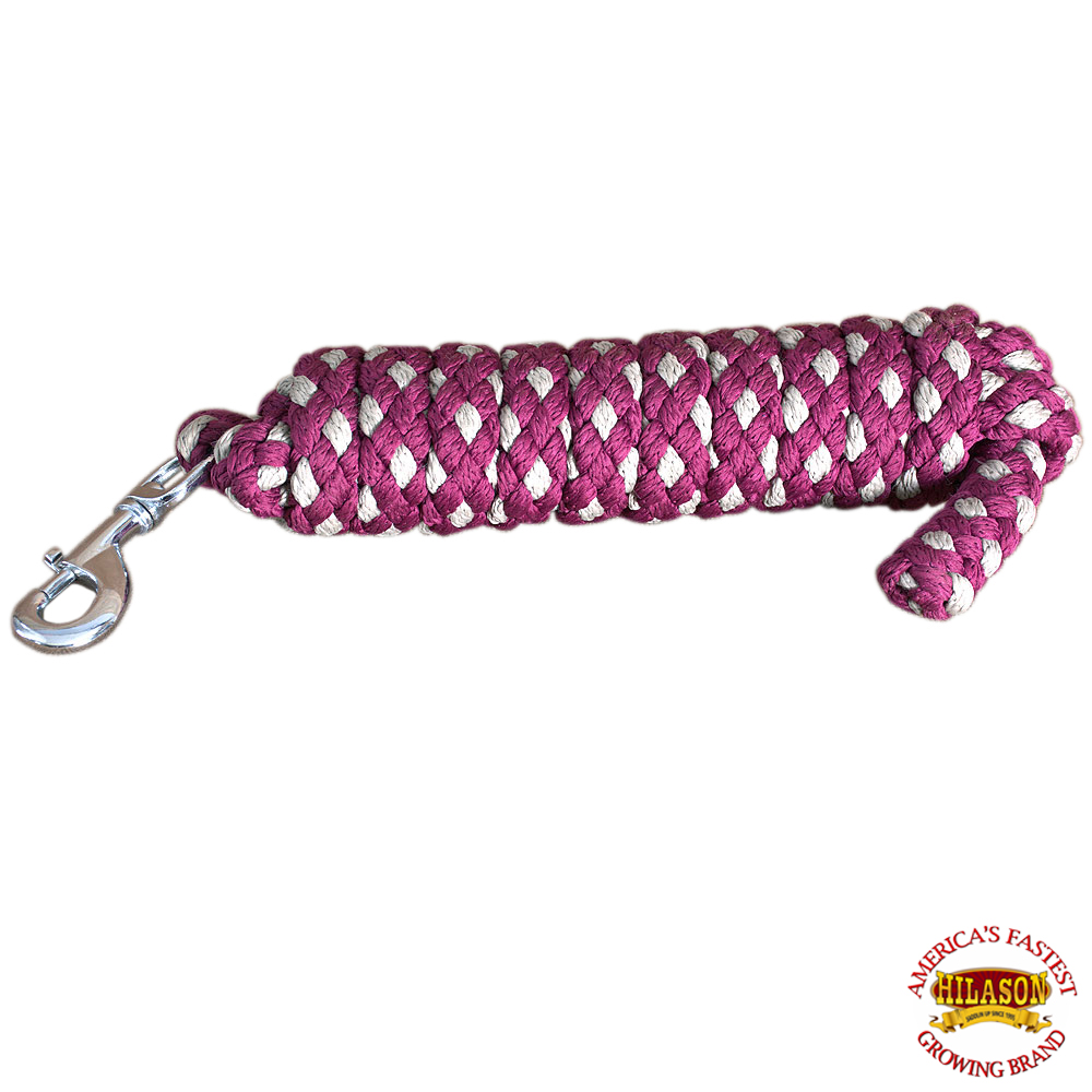 Horse Riding Poly Horse Roping Lead Rope Maroon Gray 1/4X8 Ft Snaps ...