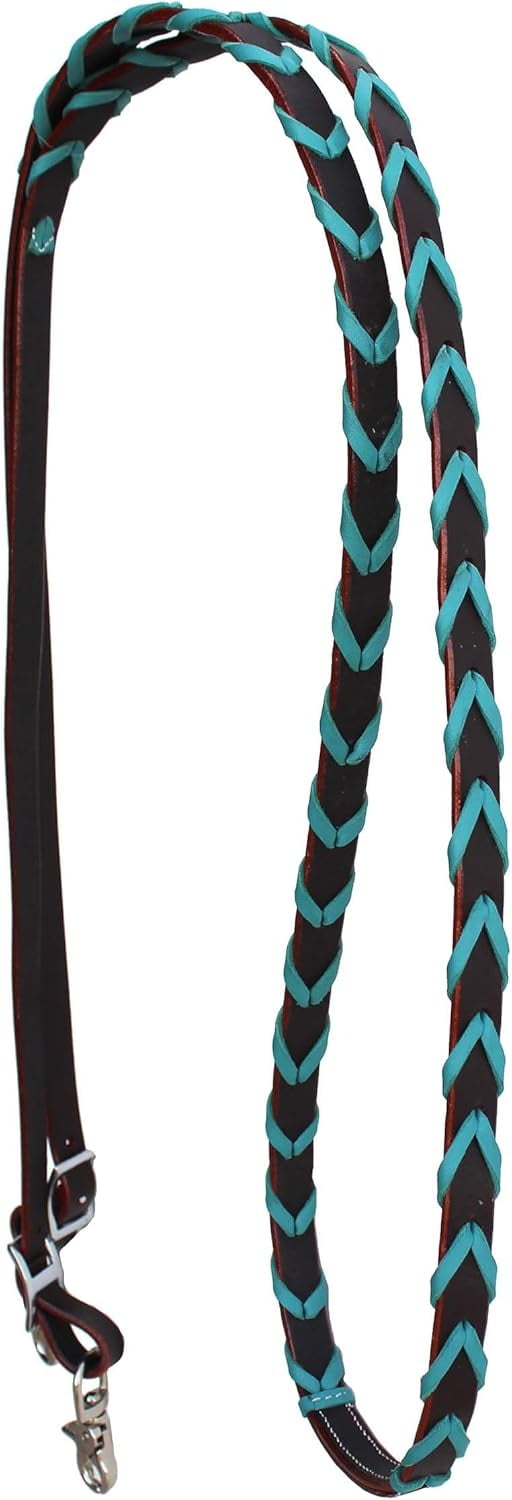 Horse Roping Tack Western Barrel Harness Leather Reins Brown Turquoise ...