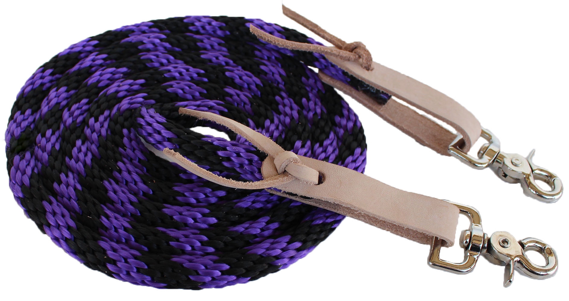 Horse Roping Western Barrel Contest Reins Nylon Braided 7' Purple Black ...