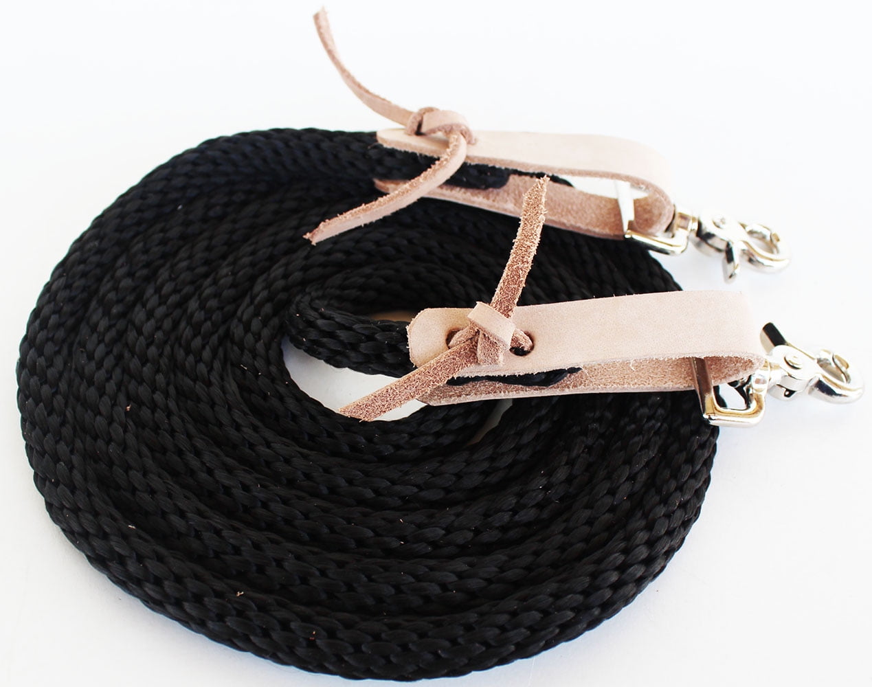 Horse Roping Western Barrel Contest Reins Nylon Braided Snap 7' Black ...