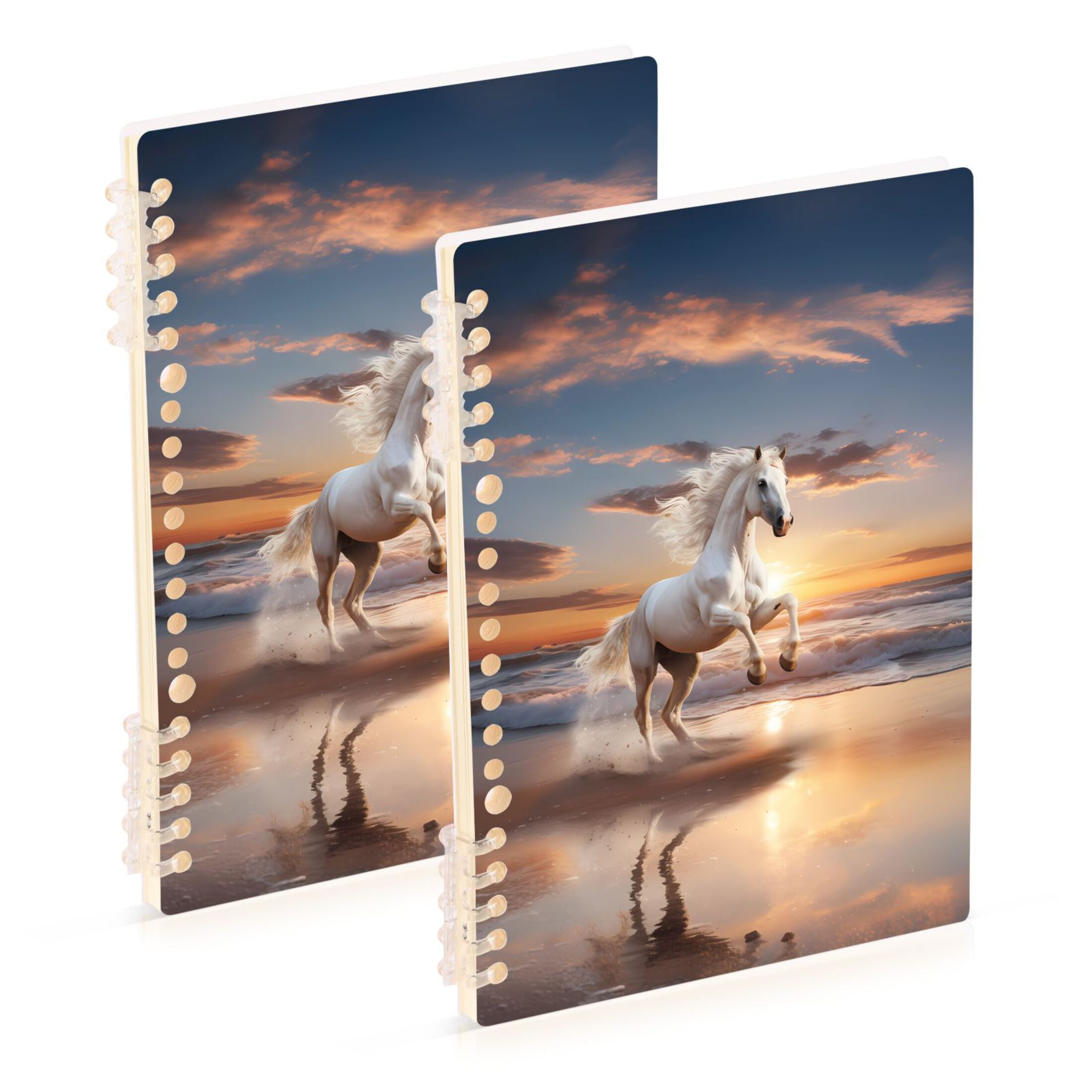 Horse Running on Beach 2 Pcs Spiral Notebooks 60 Sheets 120 Pages A5 ...