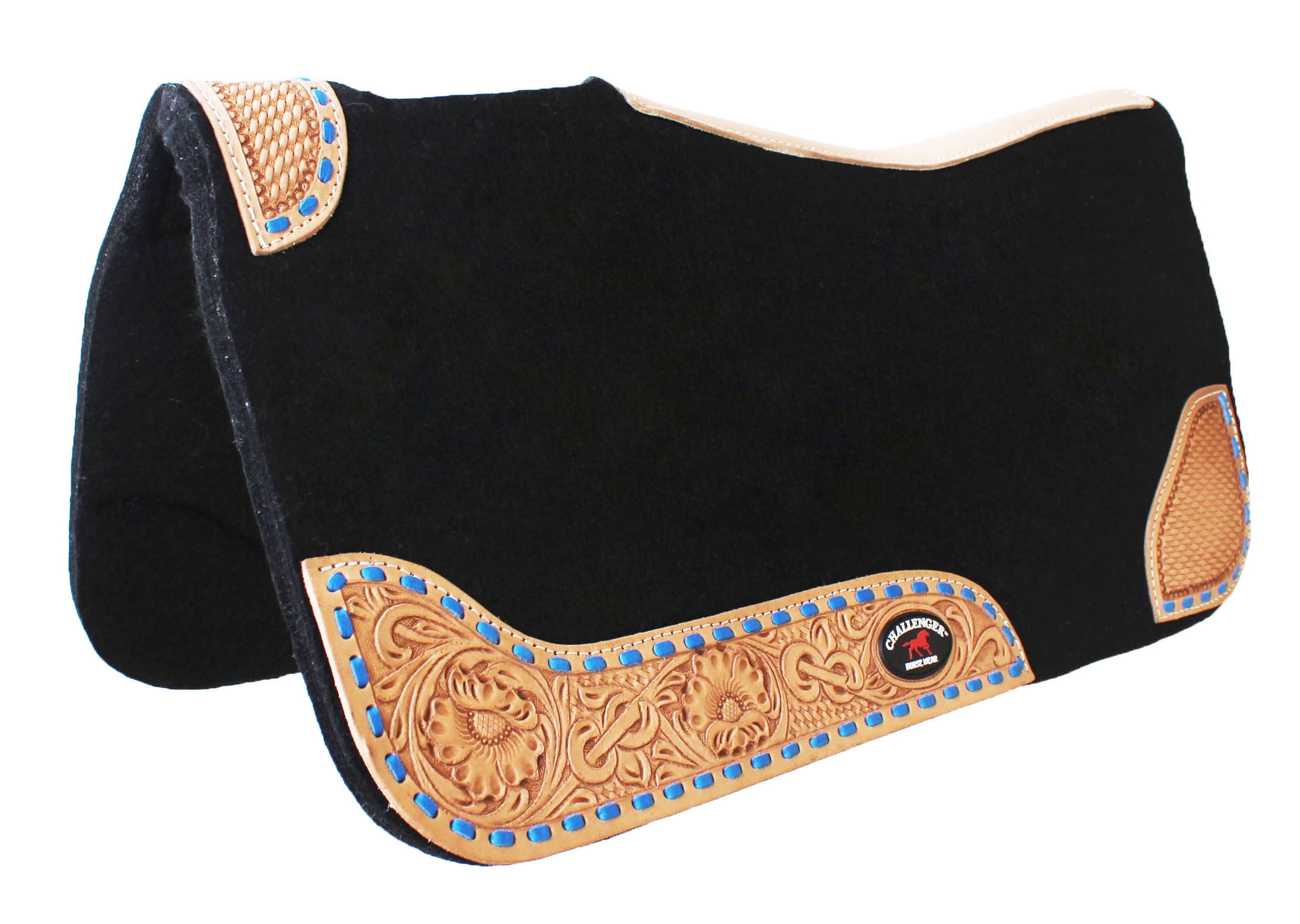 Horse SADDLE PAD Western Contoured Wool Felt Moisture Wicking Black ...