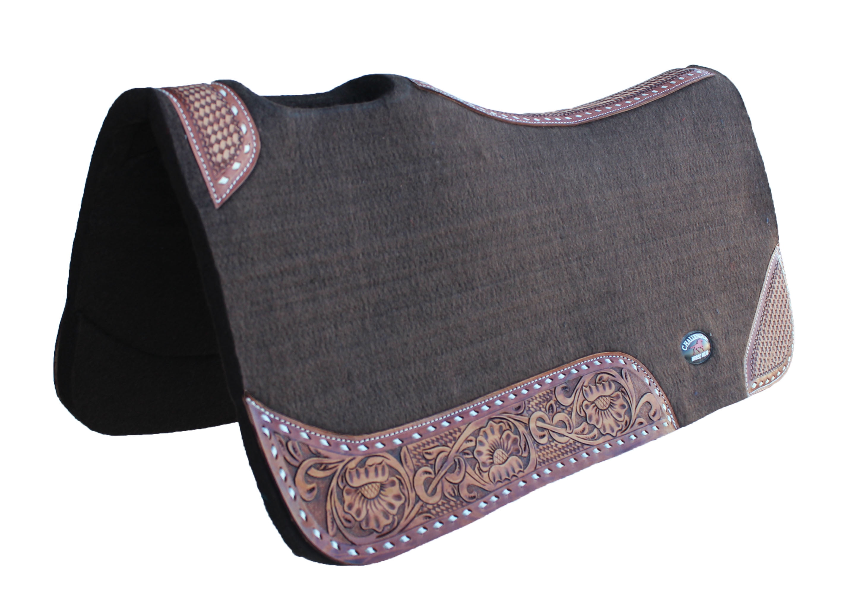 Horse SADDLE PAD Western Contoured Wool Felt Moisture Wicking Brown ...