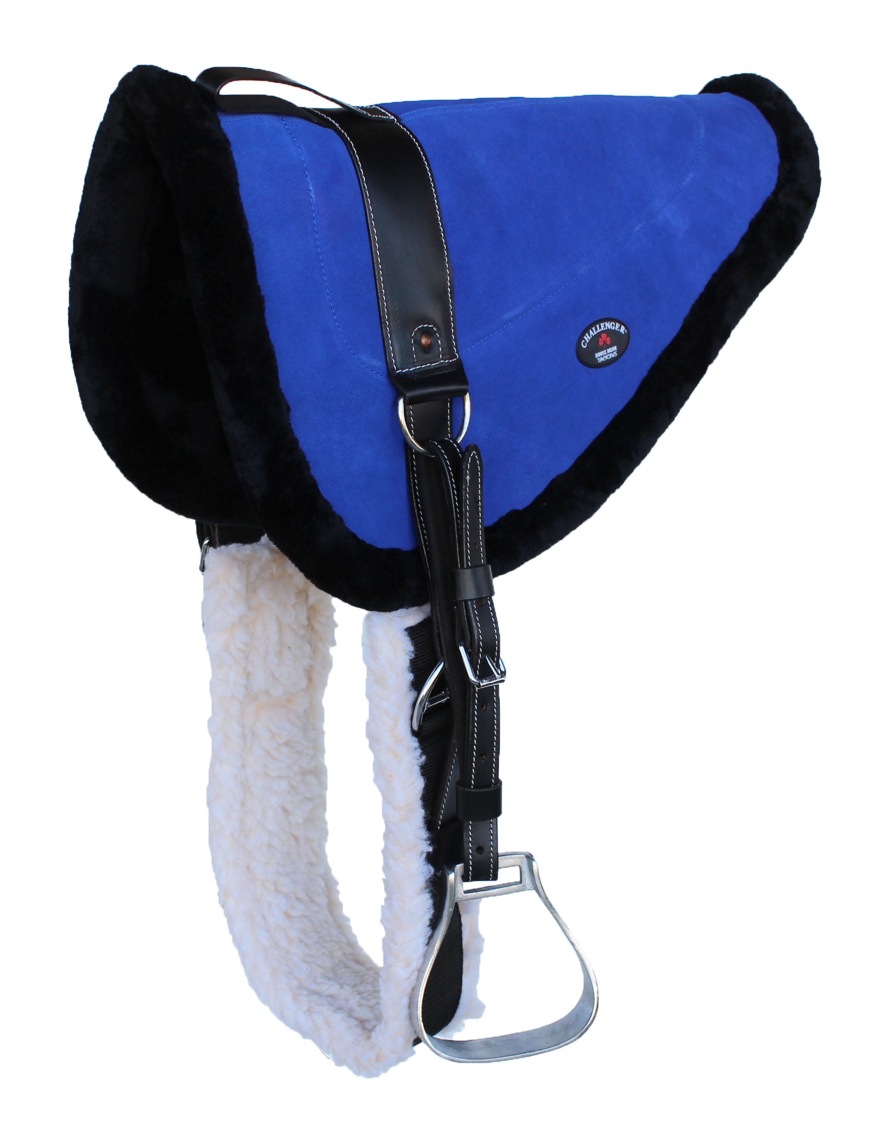 Horse SADDLE PAD Western Suede Leather Bareback PAD Stirrups Blue 39148 ...