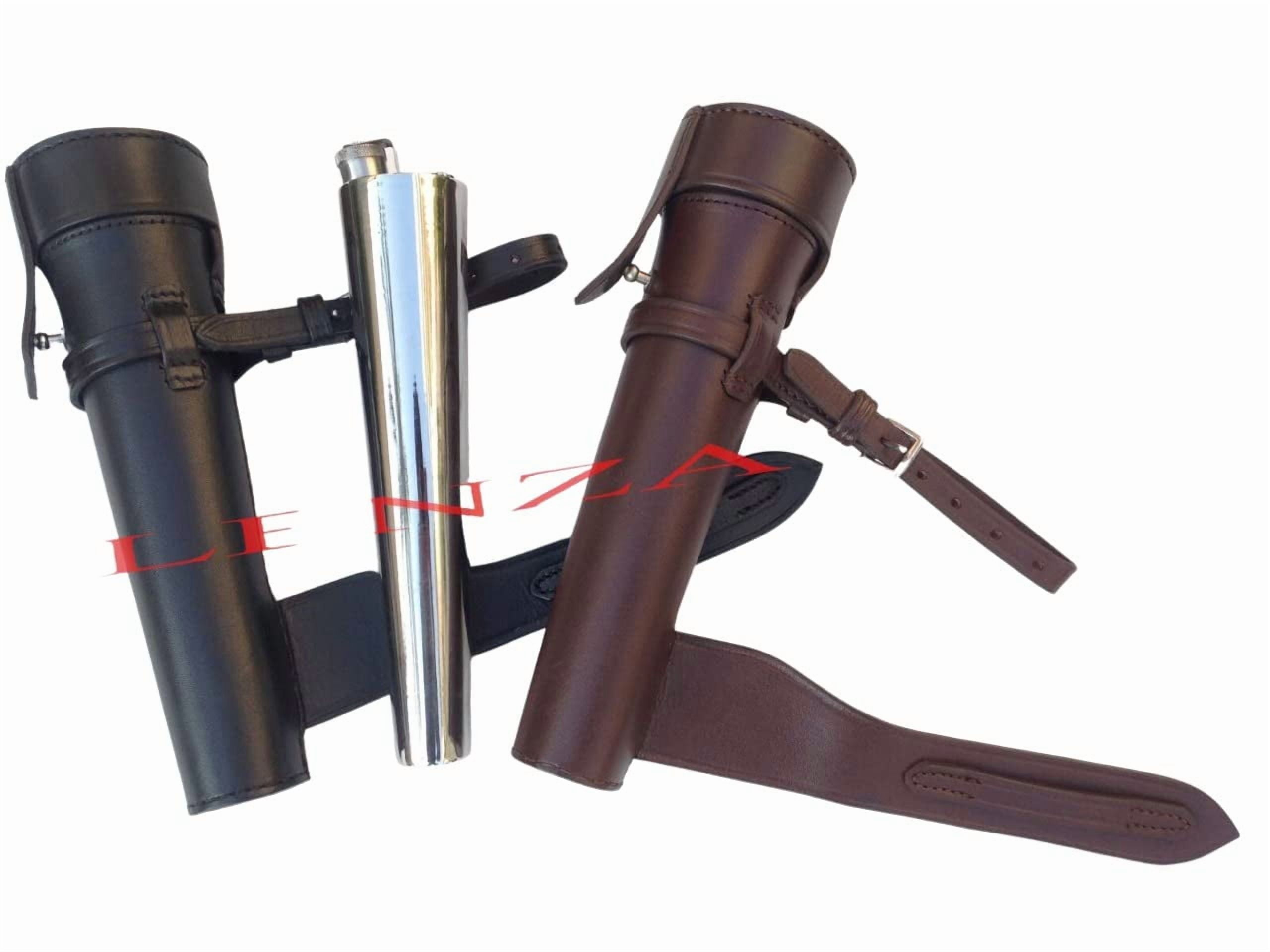Horse Saddle Hip Flask Set Brown And Black Leather Cased stainless ...