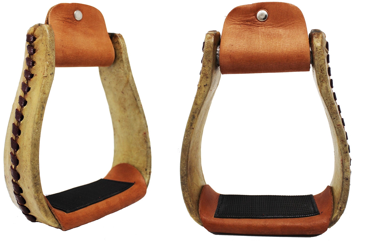 Horse Saddle Western Rawhide Leather Covered Roper Stirrups 51175 ...