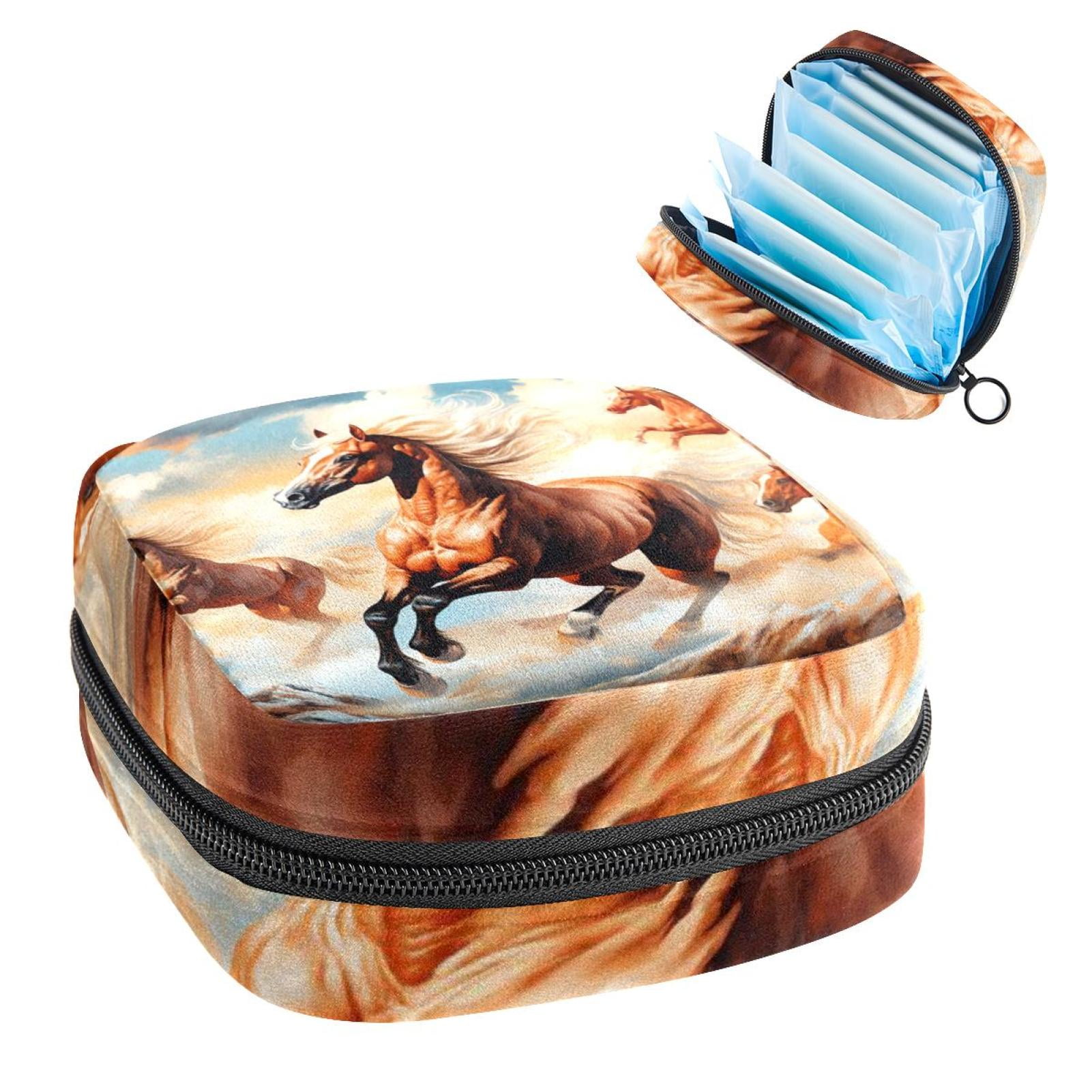Horse Sanitary Napkin Bags Storage Bag Hiking Pouch Small Canvas Zipper ...