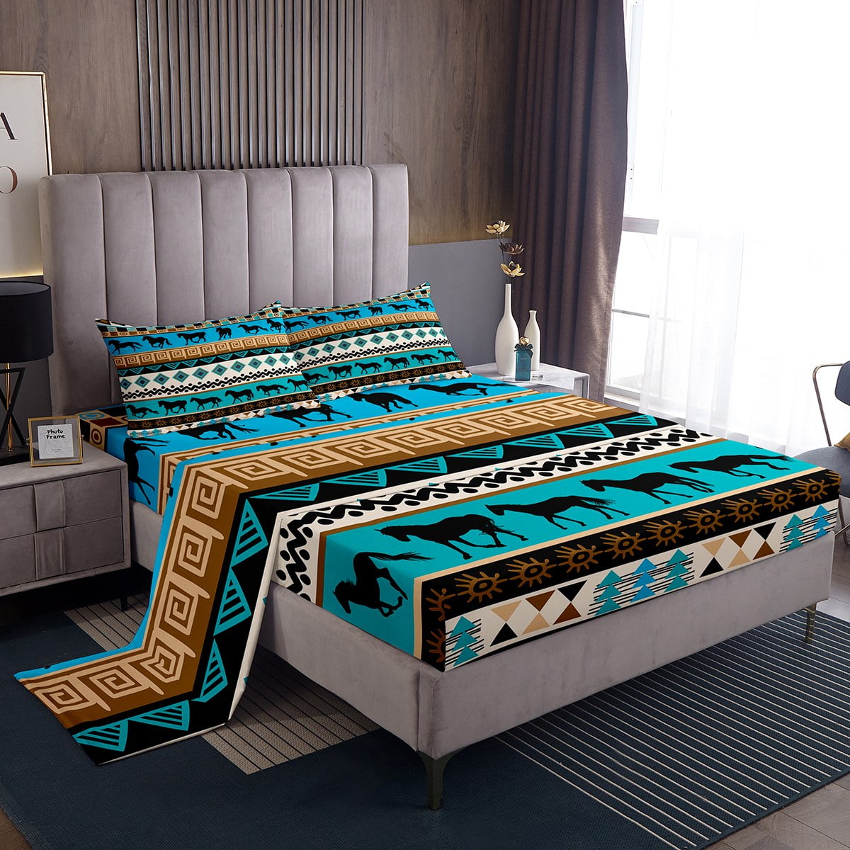 Horse Sheet Set Bohemia Exotic Sheets , Aztec African Tribal Horse ...
