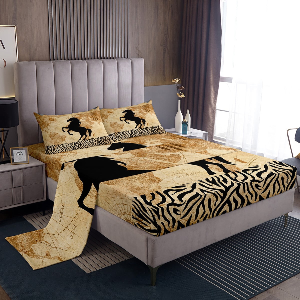 Horse Sheet Set Dream Catchers Flat Fitted Sheet,Zebra Print Bed Sheets ...