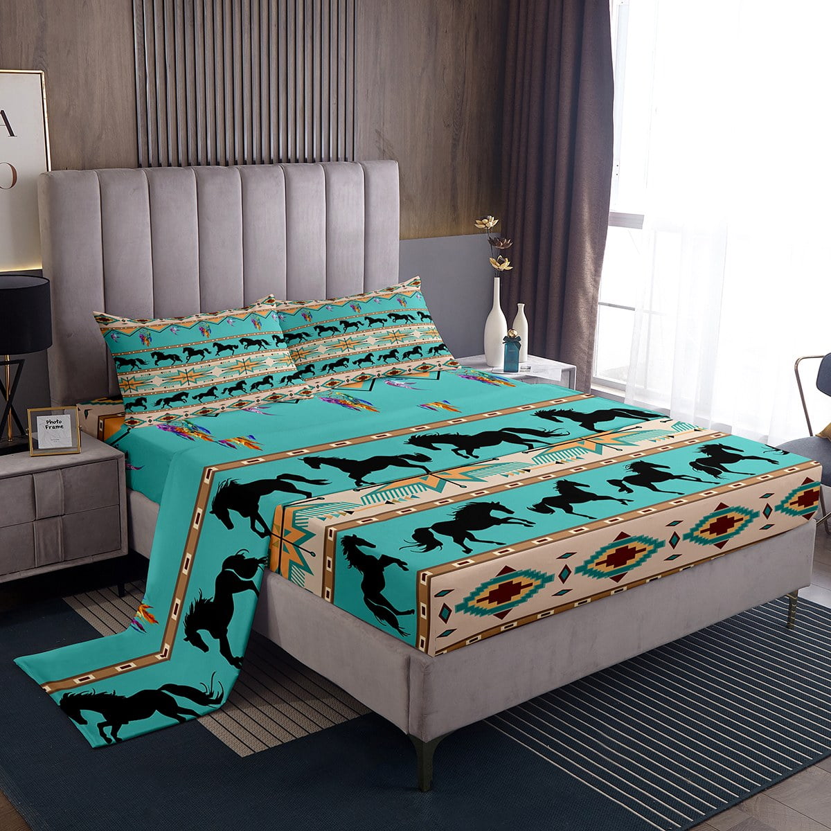 Horse Sheet Set Geometric Aztec Bed Sheets Set Twin,Dream Catchers ...