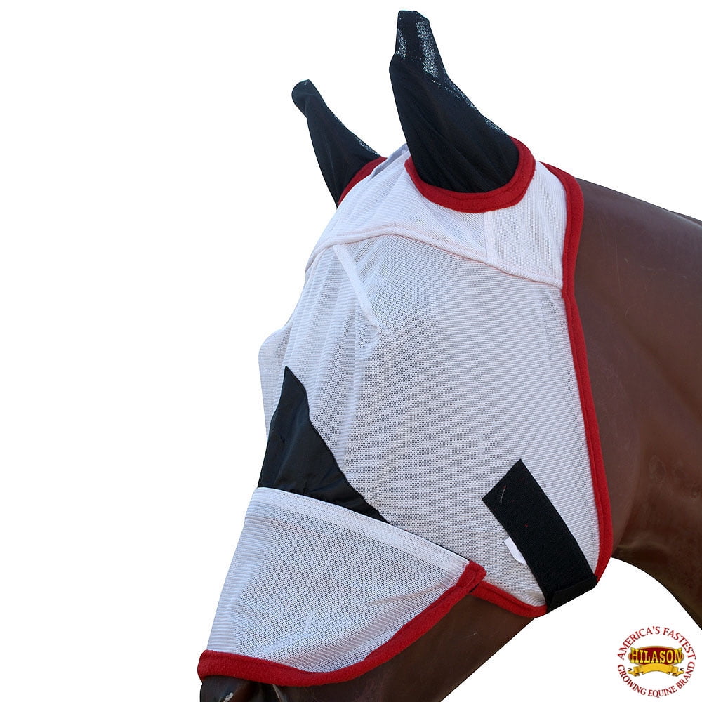 Horse Size Hilason Western Fly Mask Uv Protection Insects White Black ...