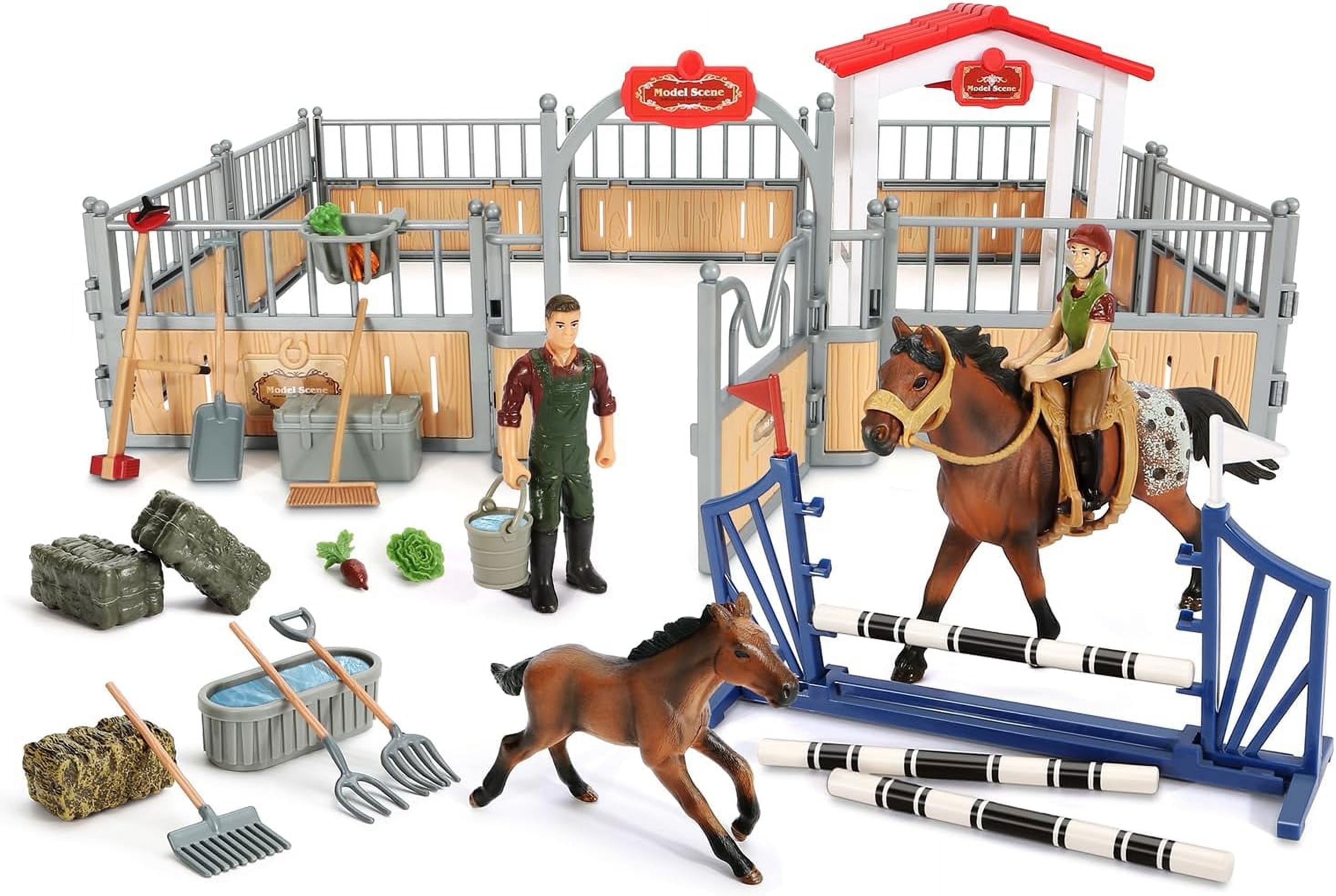 Horse Stable Playset, Horse Toys for Girls and Boys with Rider, Farm ...