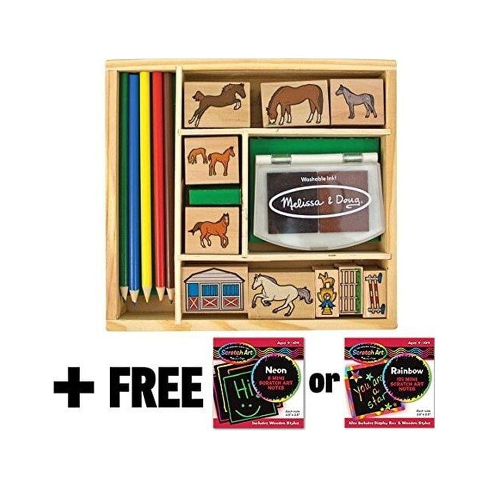 Horse Stable: Wooden Stamp Set + FREE Melissa and Doug Scratch Art Mini ...
