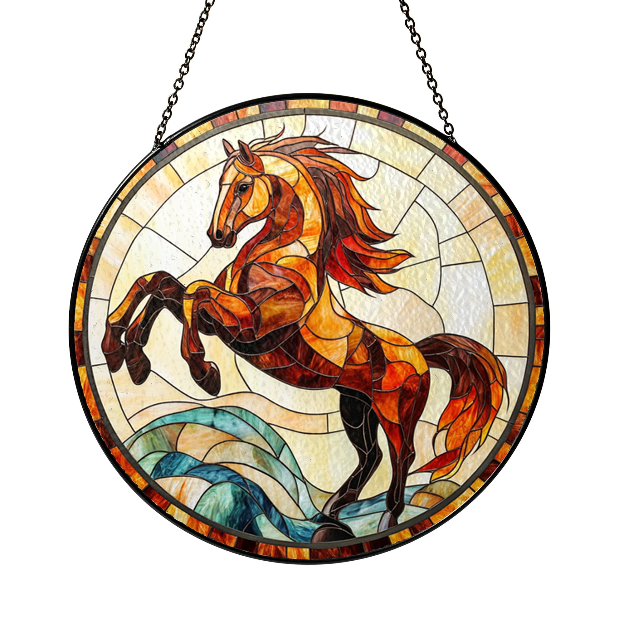 Horse Stained Glass Style Suncatcher – Farmhouse Decorative Window ...