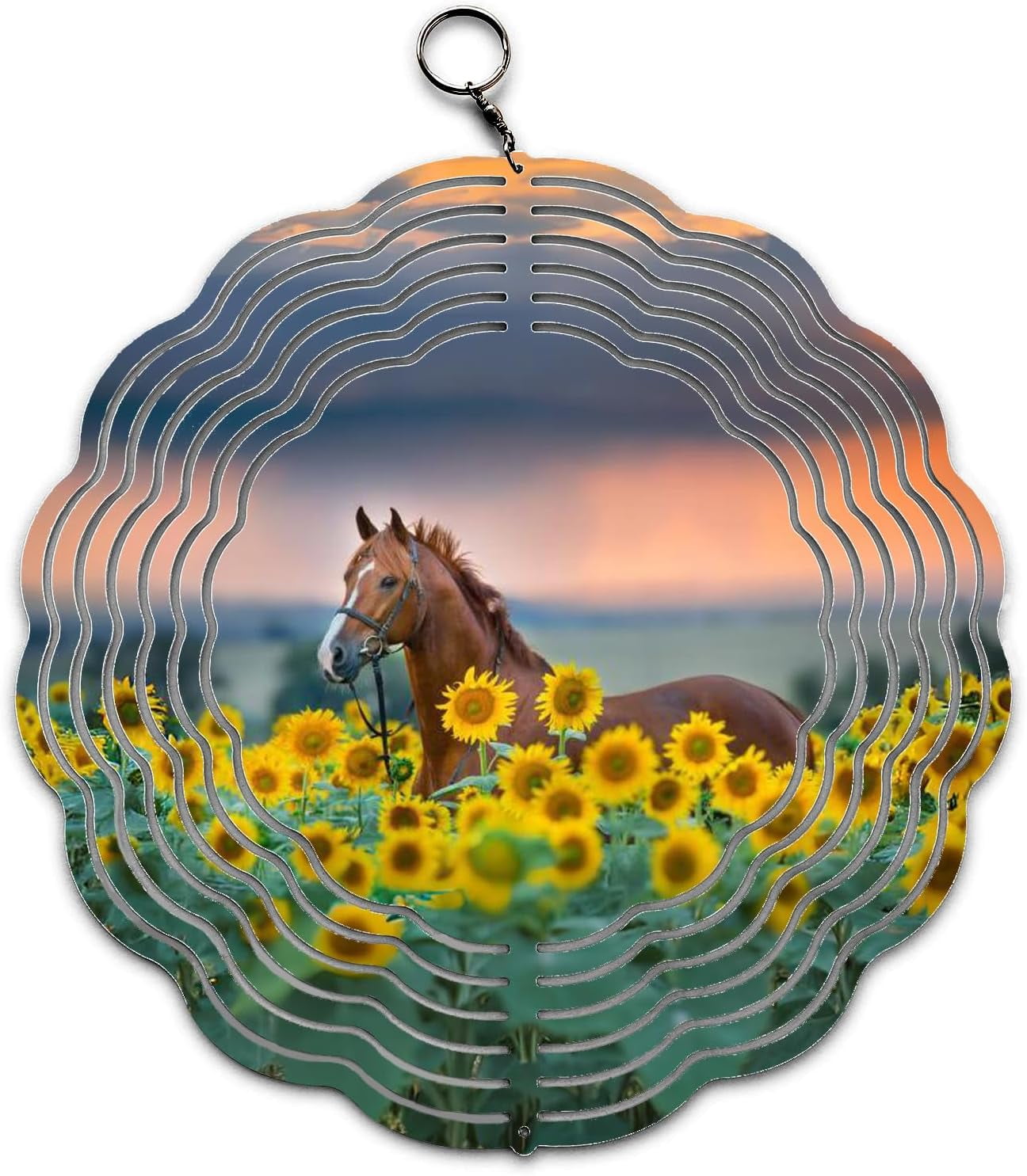 Horse in Sunflowers Field Design Wind Spinner Art 10 inch for Garden ...