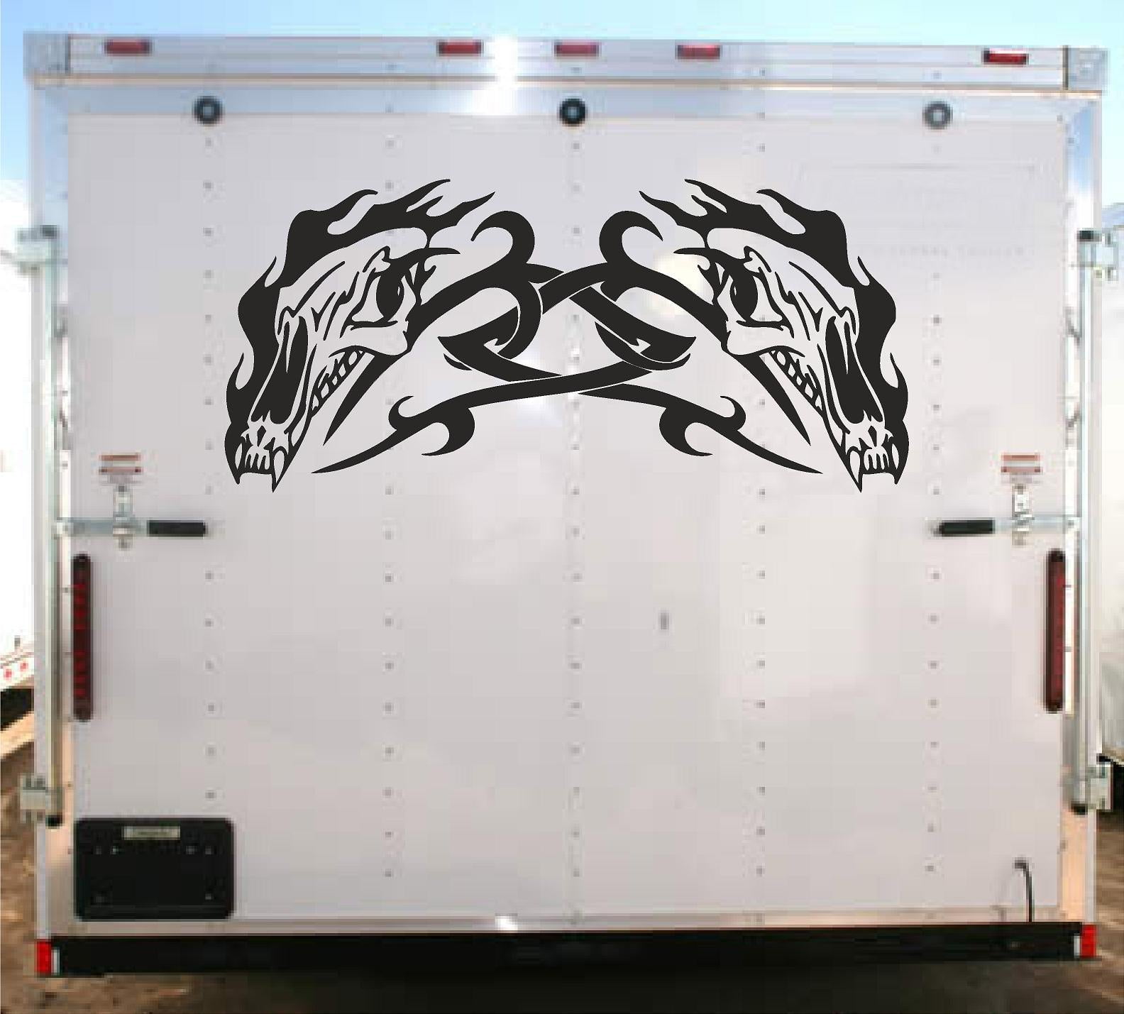 Horse Tribal Flames Decals Racing Trailer Vinyl Decal Toy Hauler ...