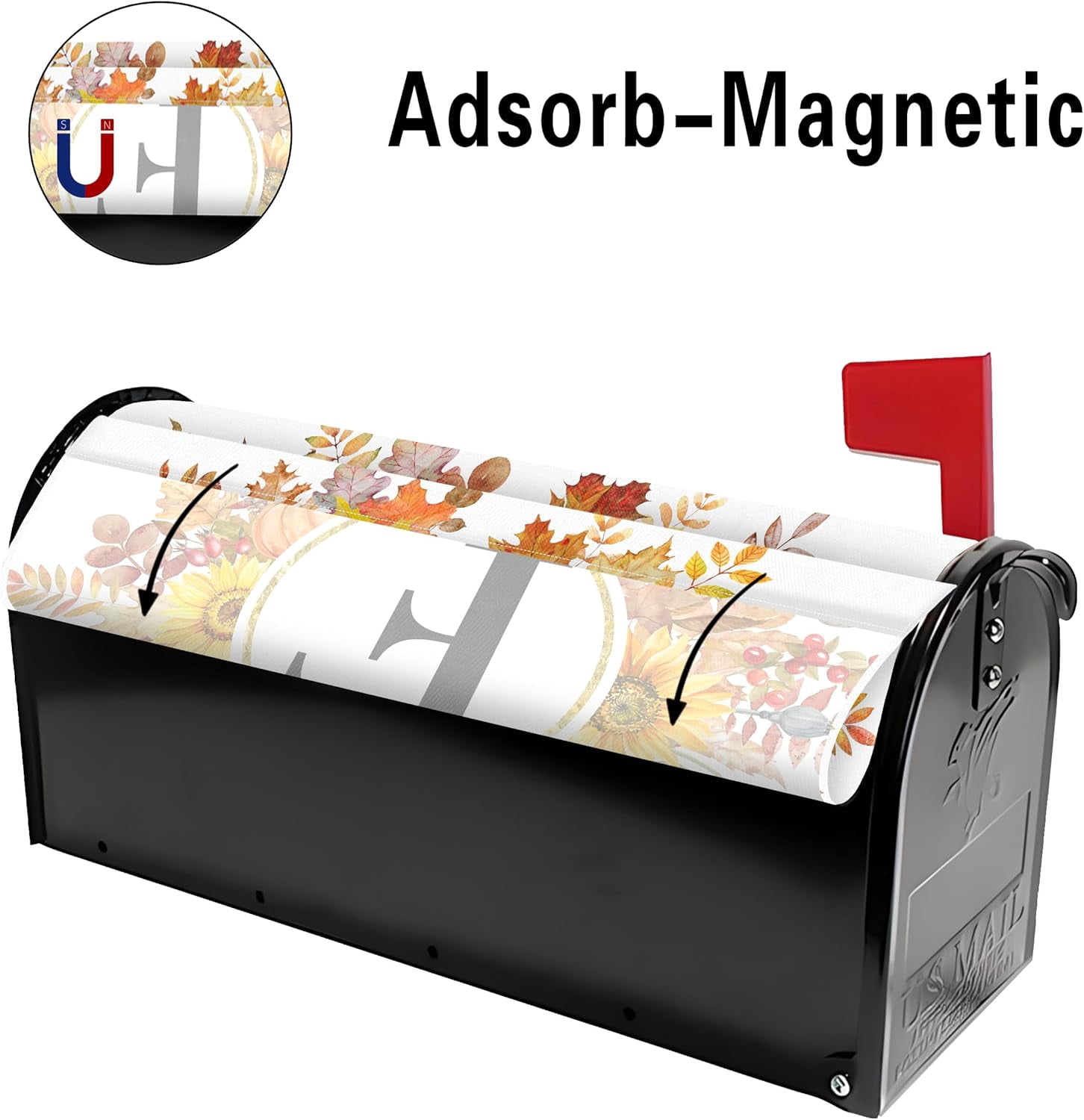 Horse USA Flag Home Garden Magnetic Mailbox Cover Oversized Mail Cover ...