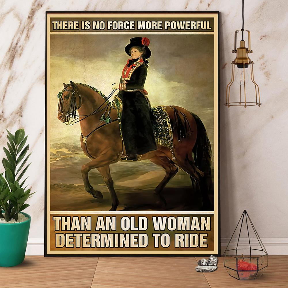 Horse Wan Old Woman Determined To Ride Paper Poster No Frame Matte Wall ...