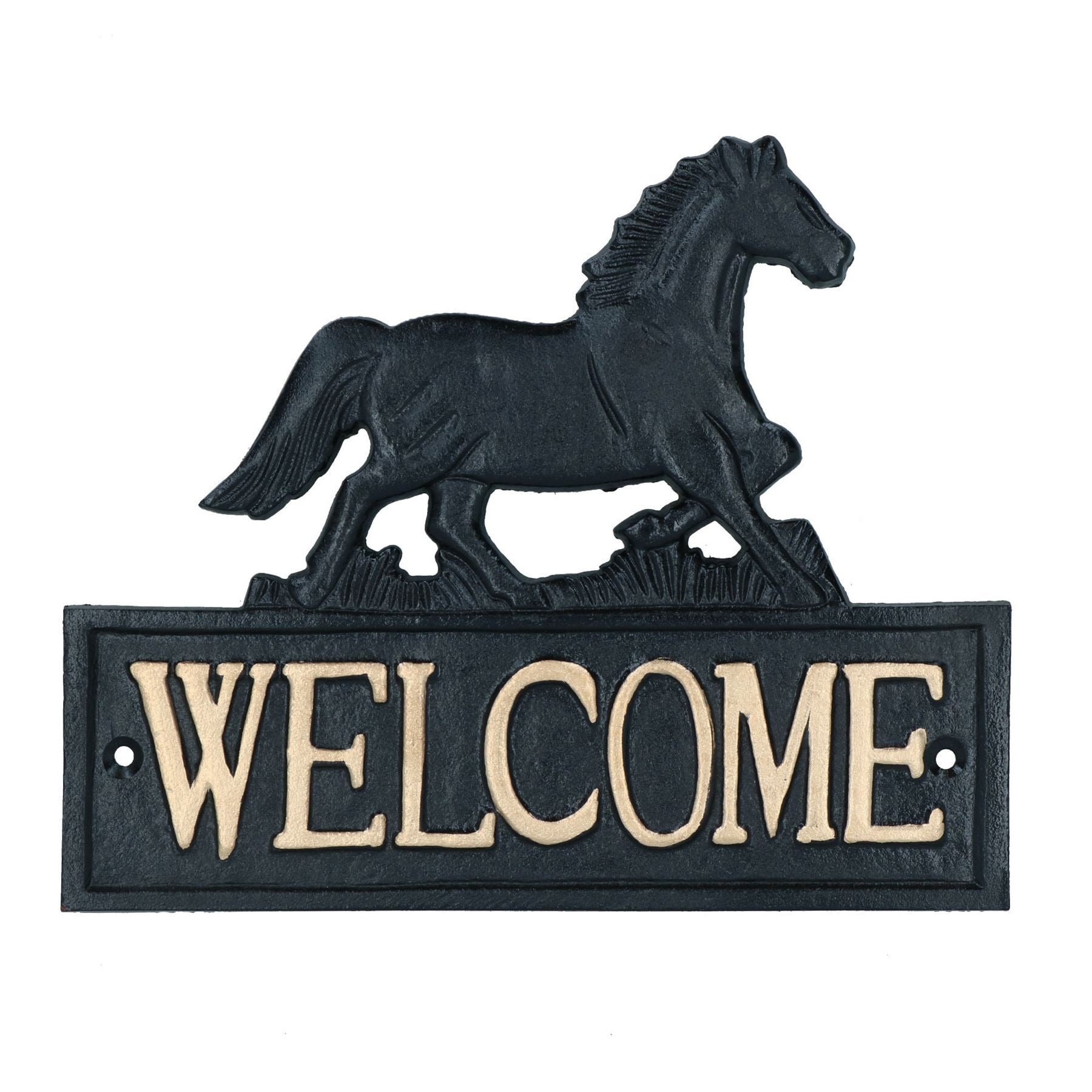 Horse Welcome Cast Iron Sign Plaque Wall Fence Gate House Stable Farm ...