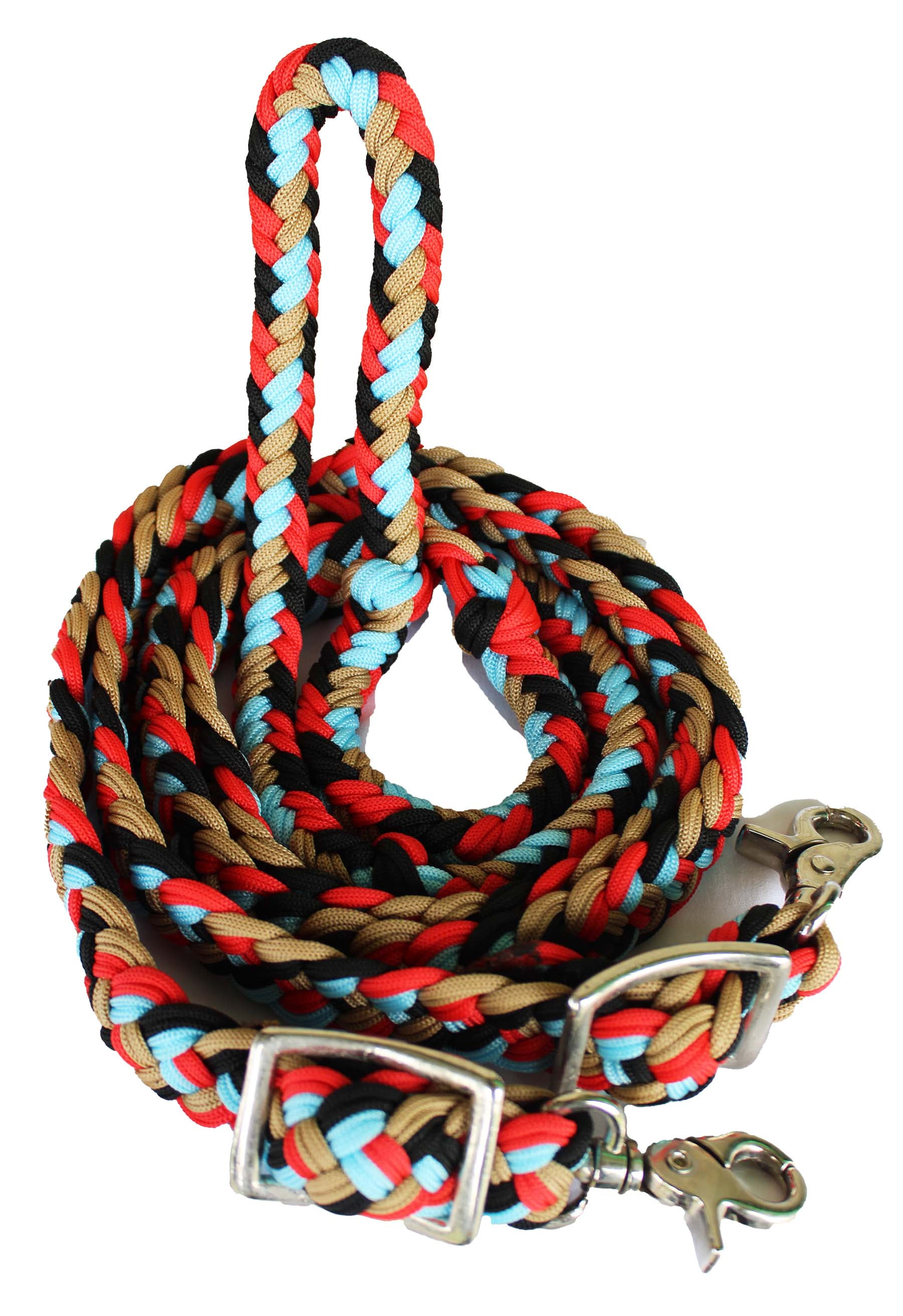 Horse Western 8' Long Nylon Braided Knotted Barrel Roping Reins Tack ...