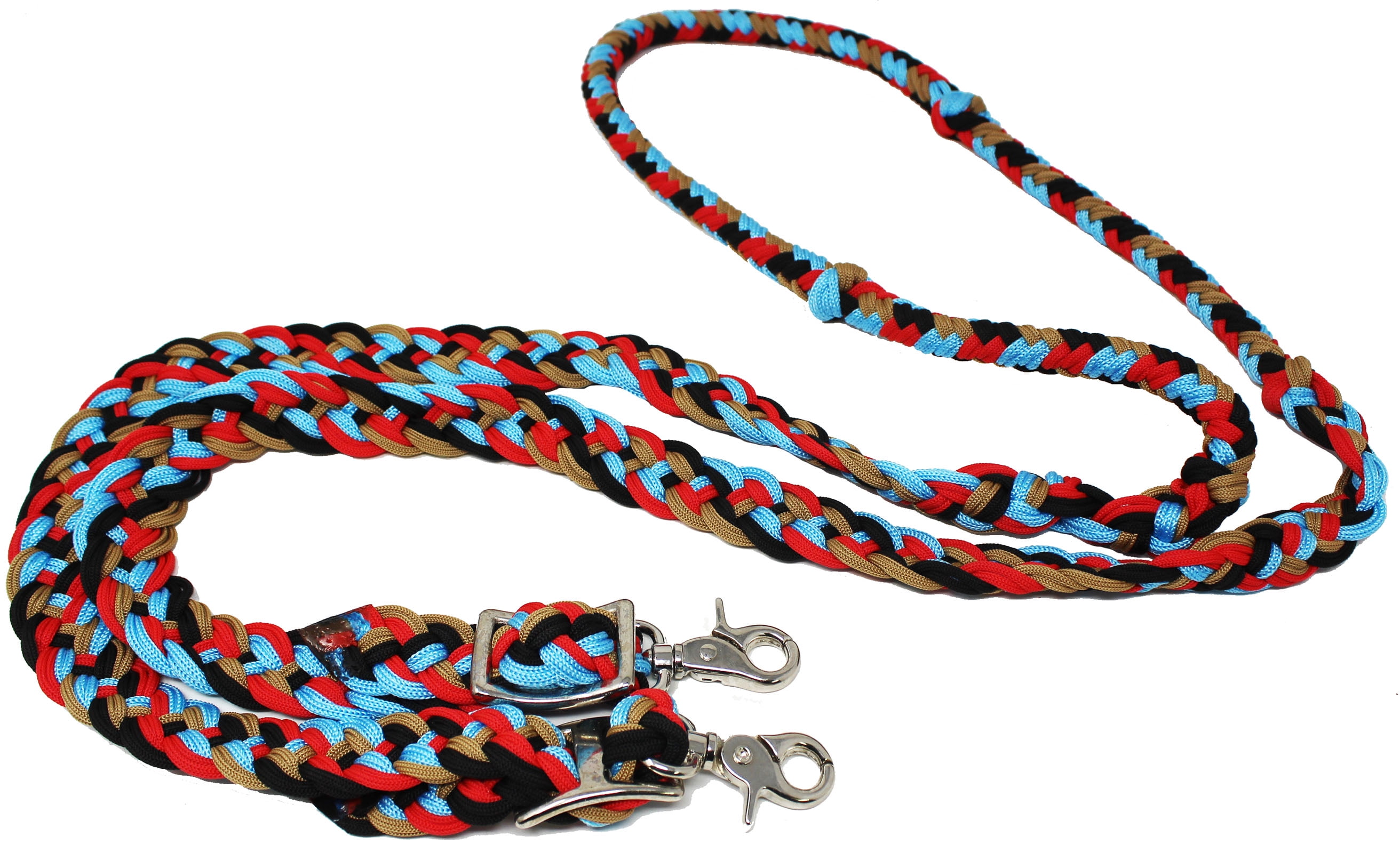 Horse Western 8' Long Nylon Braided Knotted Barrel Roping Reins Tack ...