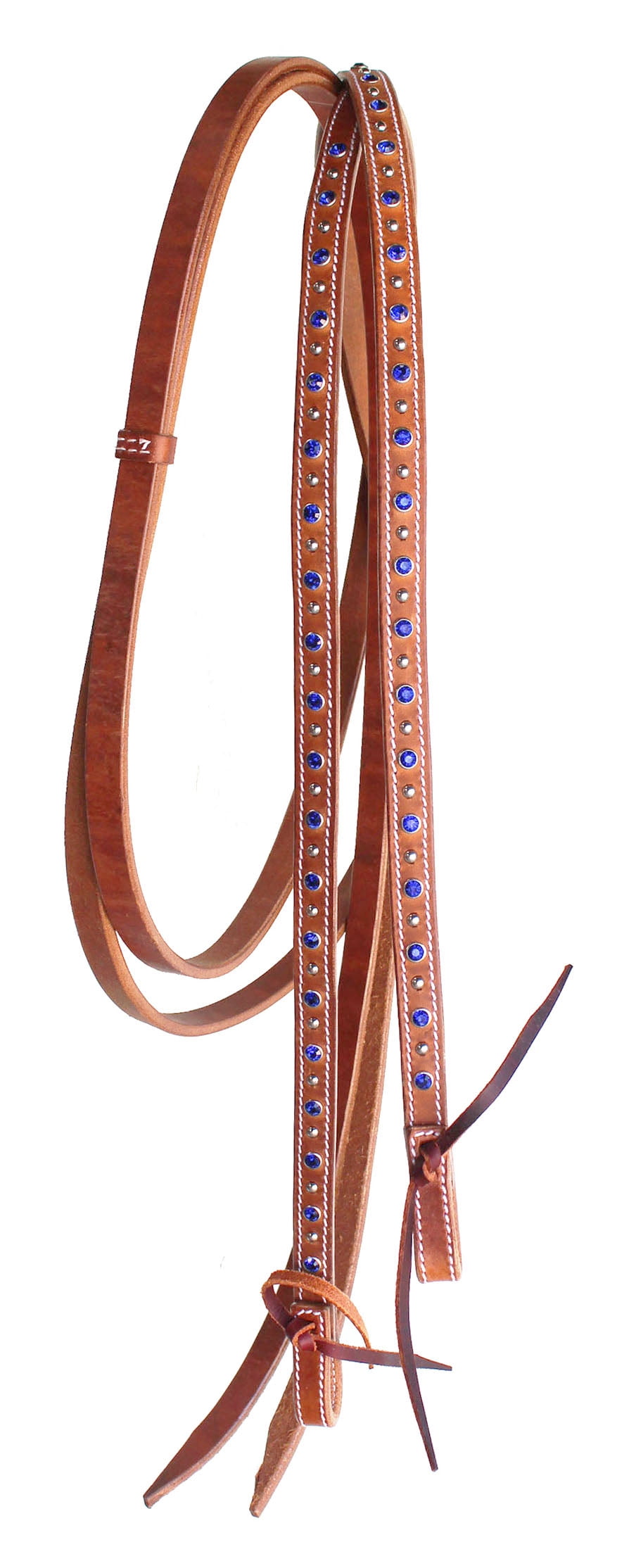Horse Western 8ft Harness Leather Split Reins w/ Blue Rhinestones ...