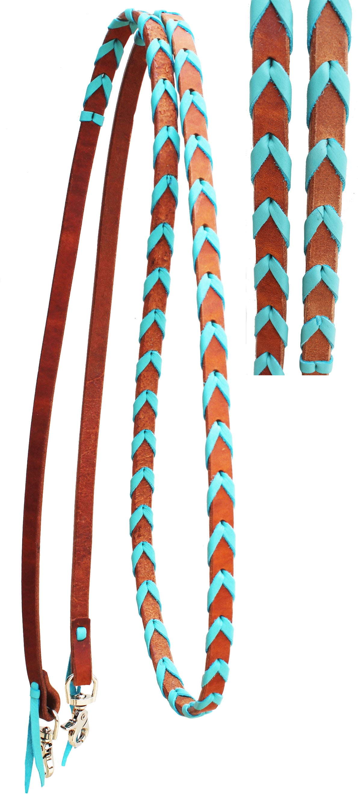 Horse Western Challenger Leather Turquoise Laced Barrel Contest Reins ...
