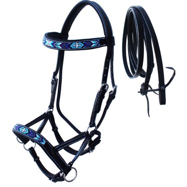 Horse Leather Turquoise Buckstitch Headstall w/ Barrel Reins 78AD11HB ...