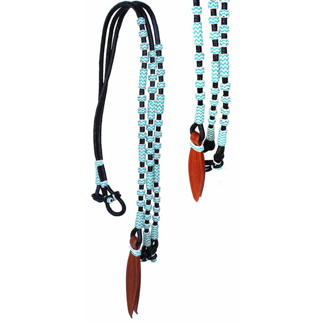 Horse Western Braided Brown Leather Rawhide Romel Romal Reins Popper ...