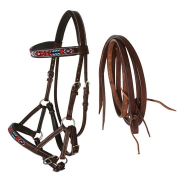 Horse Leather Turquoise Buckstitch Headstall w/ Barrel Reins 78AD11HB ...