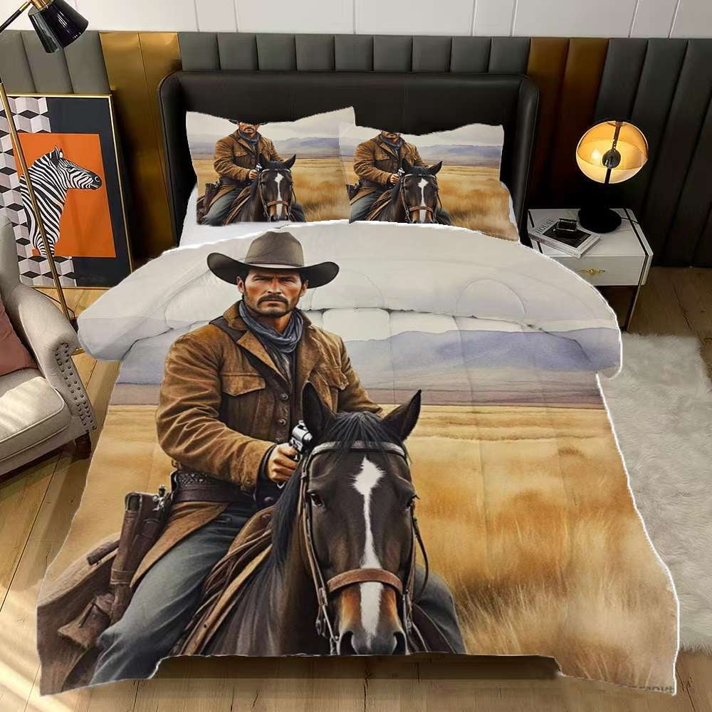 Horse Western Cowboy Comforter Set King Size Bedding Set For Travl ...