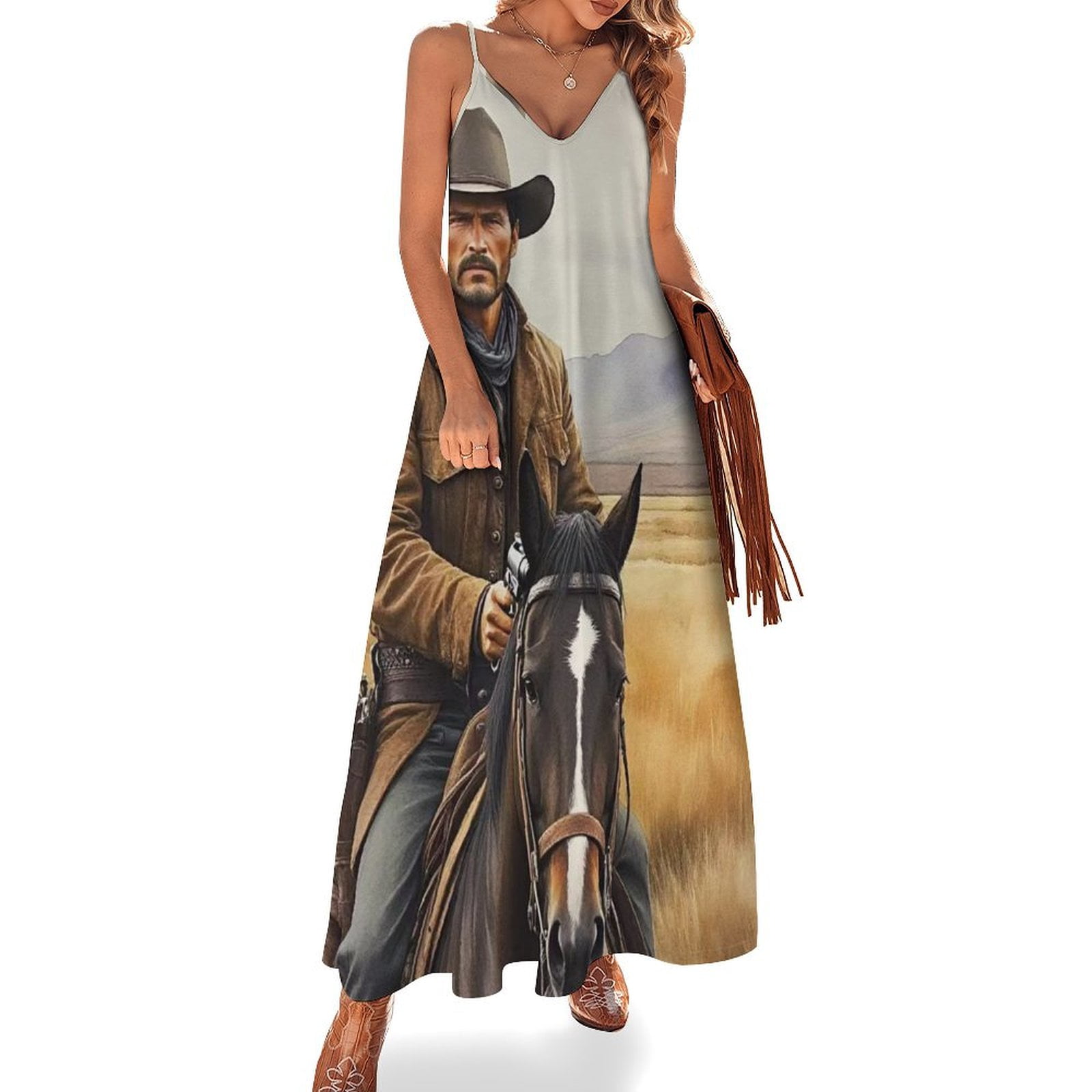 Horse Western Cowboy Sleeveless Dress Dresses Women Summer Women's ...