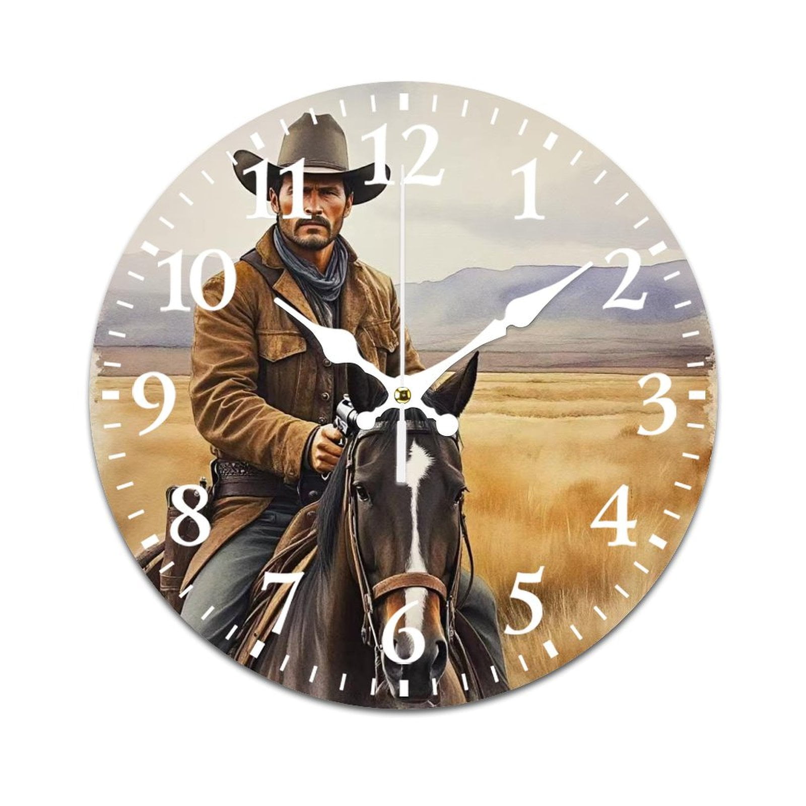 Horse Western Cowboy Wall Clock Modern Design Clocks Wall Hanging Home ...