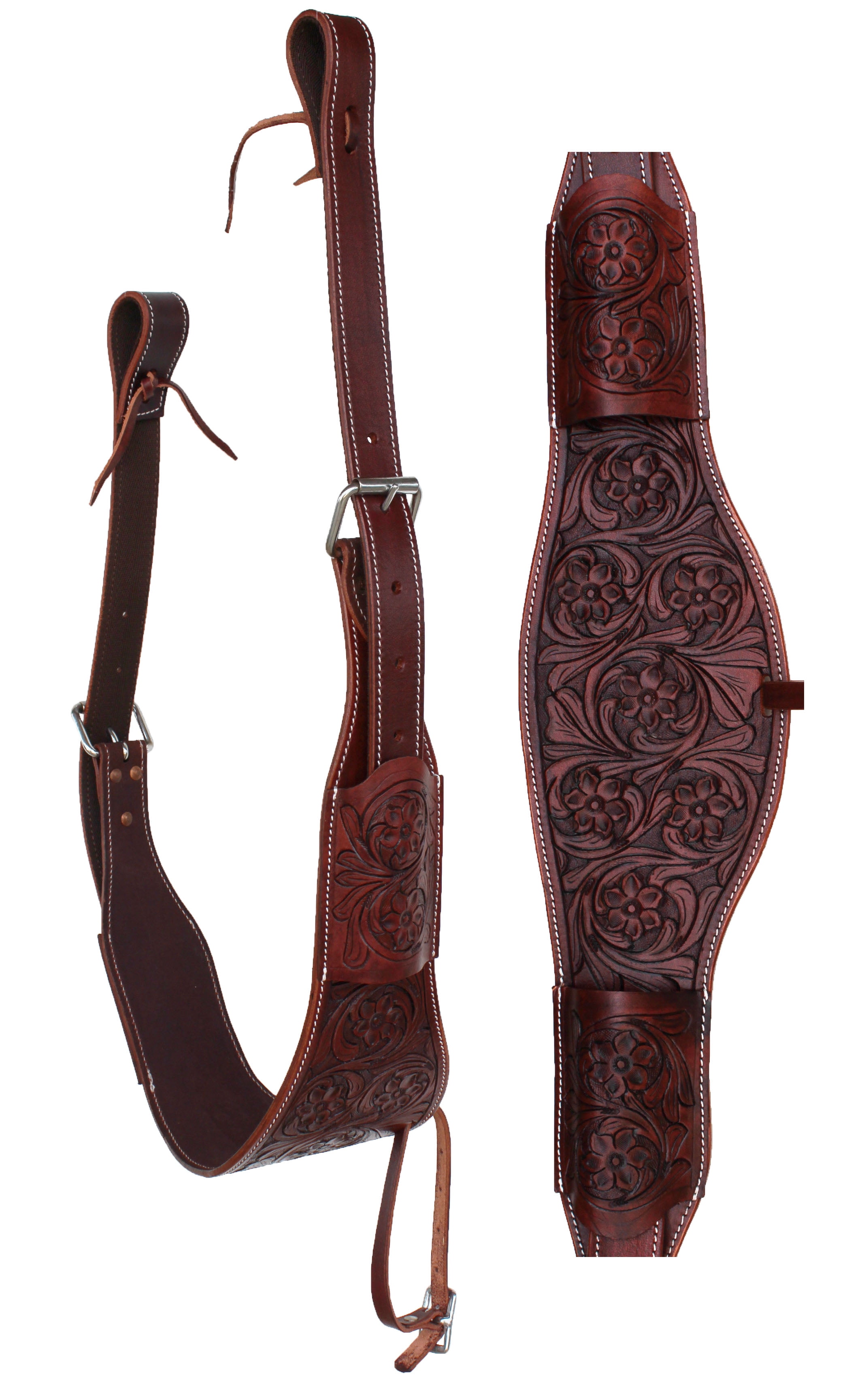 Horse Western Floral Tooled Leather Rear Flank Saddle Cinch Billets ...