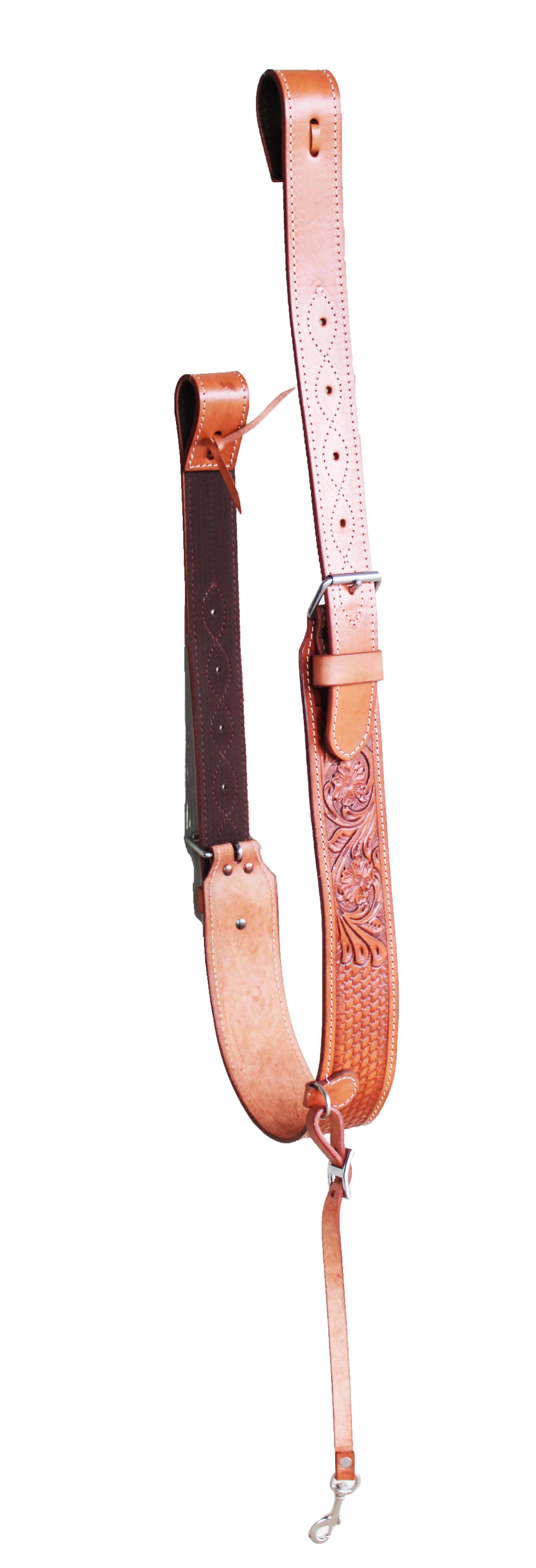 Horse Western Leather Basketweave Tooled Floral Rear Flank Saddle Cinch ...