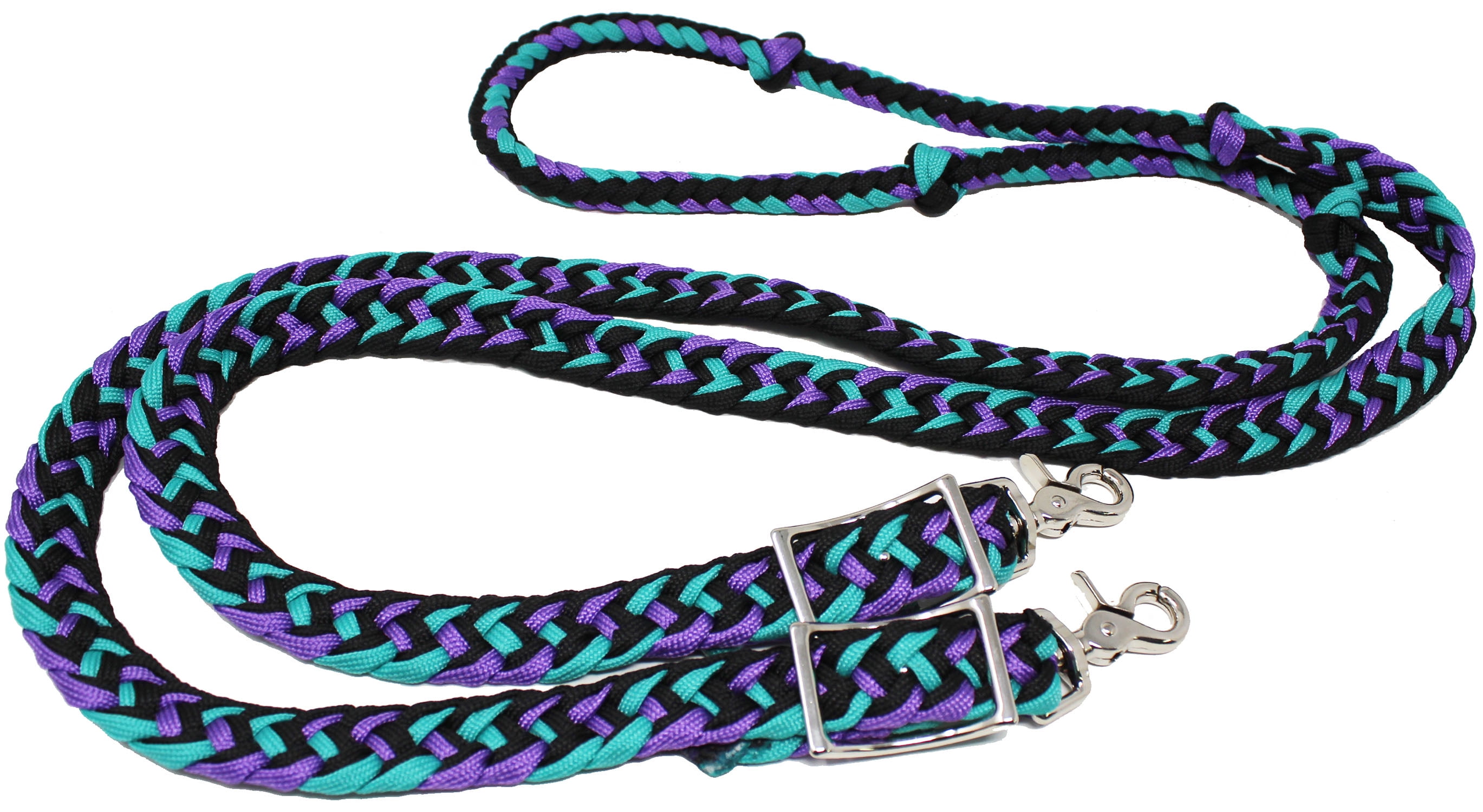 Horse Western Nylon Braided Roping Knotted Barrel Reins Purple ...