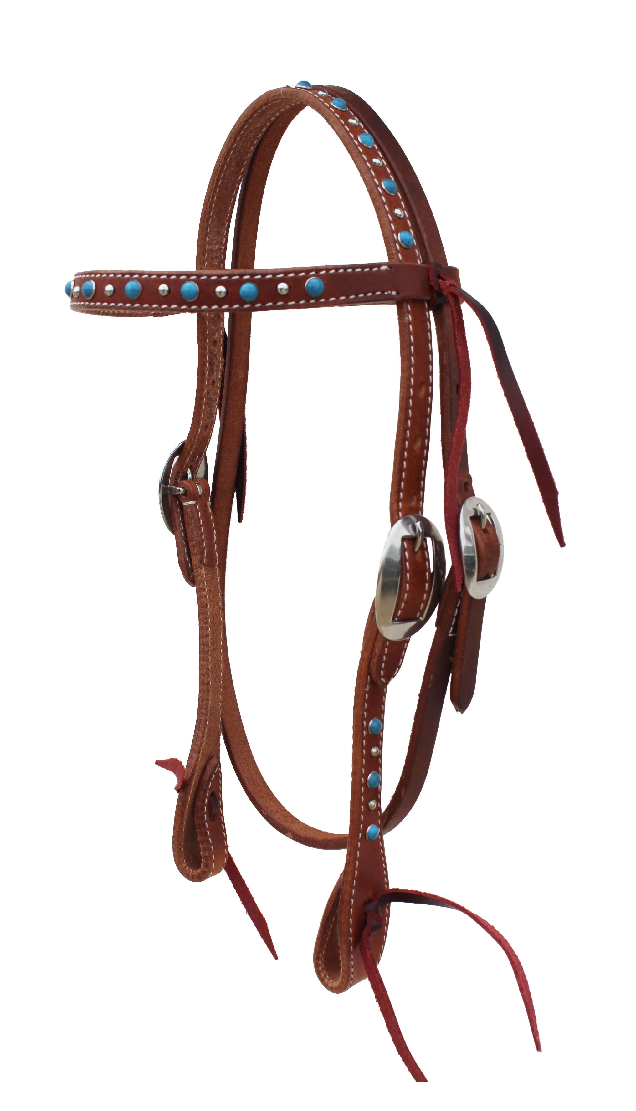 Horse Western Pony Tan Leather Bridle Headstall Turquoise Stones ...