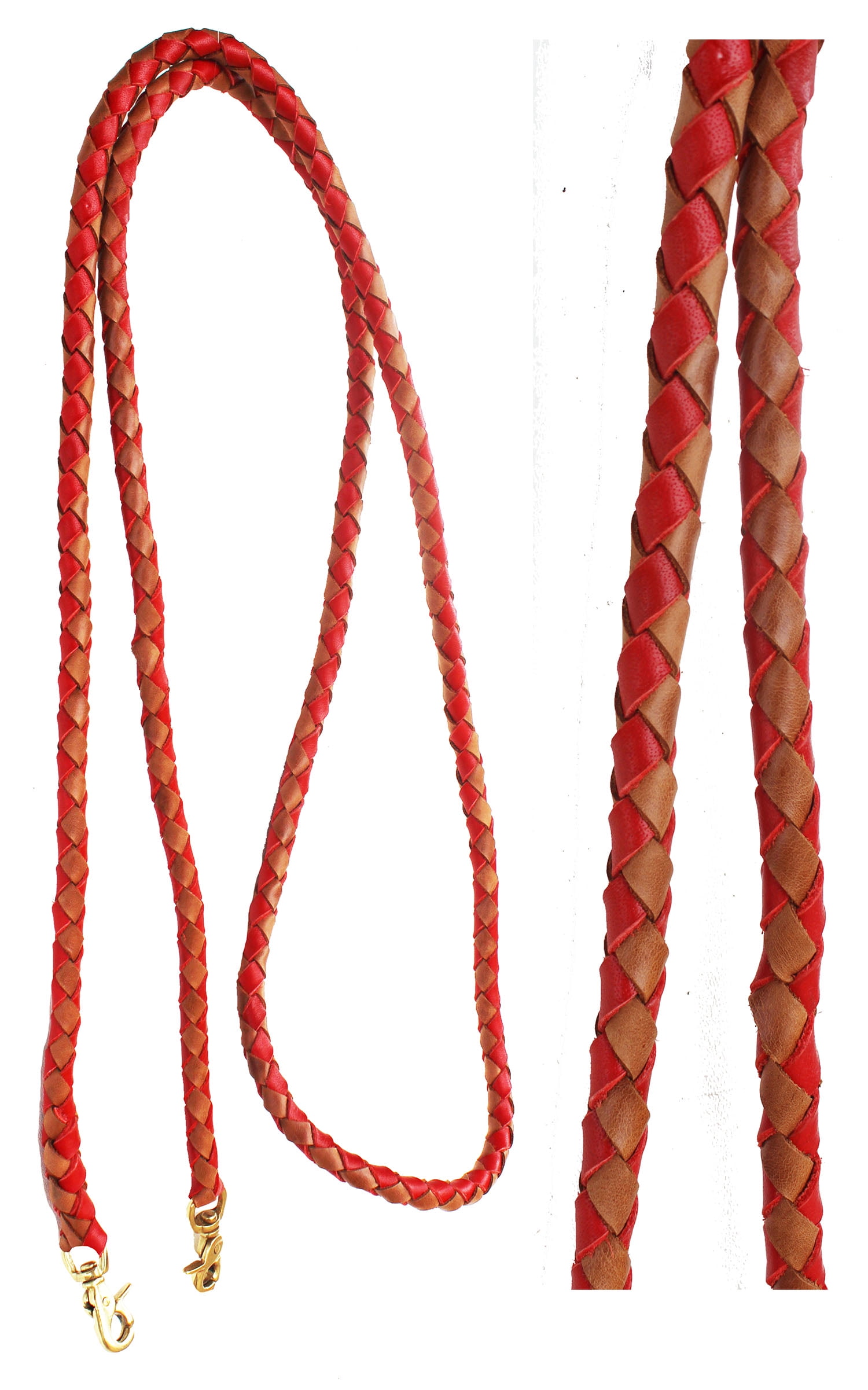 Horse Western Round Braided Leather Roper Reins Brass Burgundy 66RT08 ...