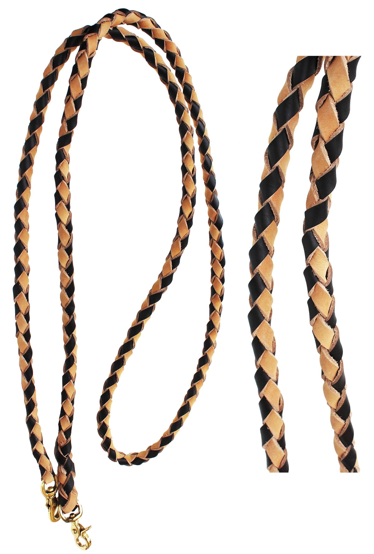 Horse Western Round Braided Leather Roper Reins Brass Tan 66RT03 ...