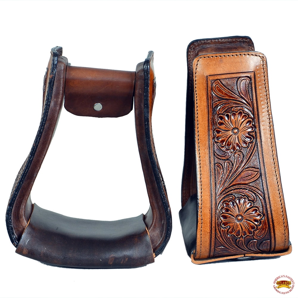 Horse Western Saddle Stirrup Leather Floral Stirrups Pair Hilason ...
