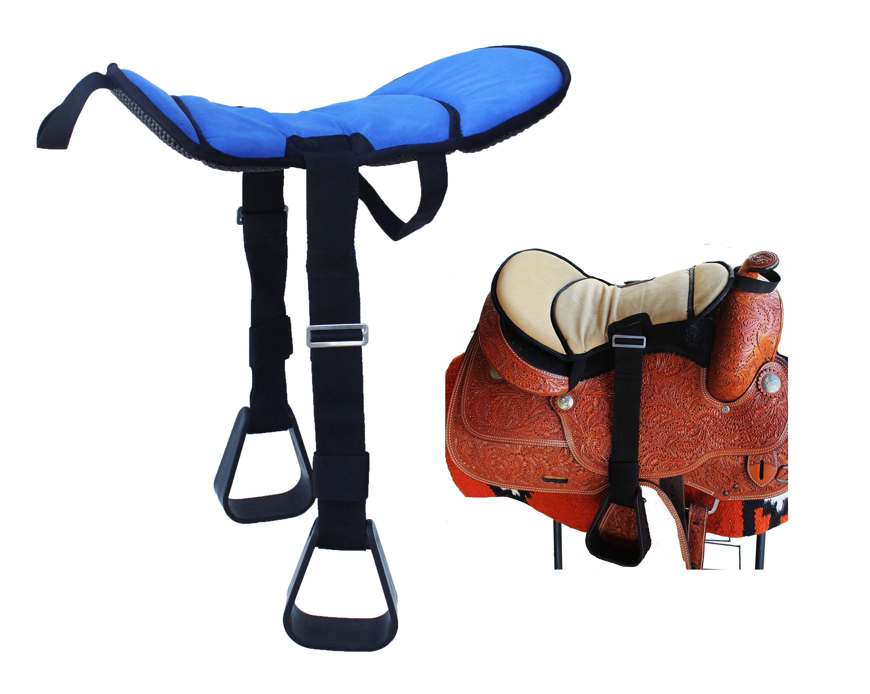 Horse Western Saddle Youth Neoprene Padded Seat Buddy Stirrups Blue ...