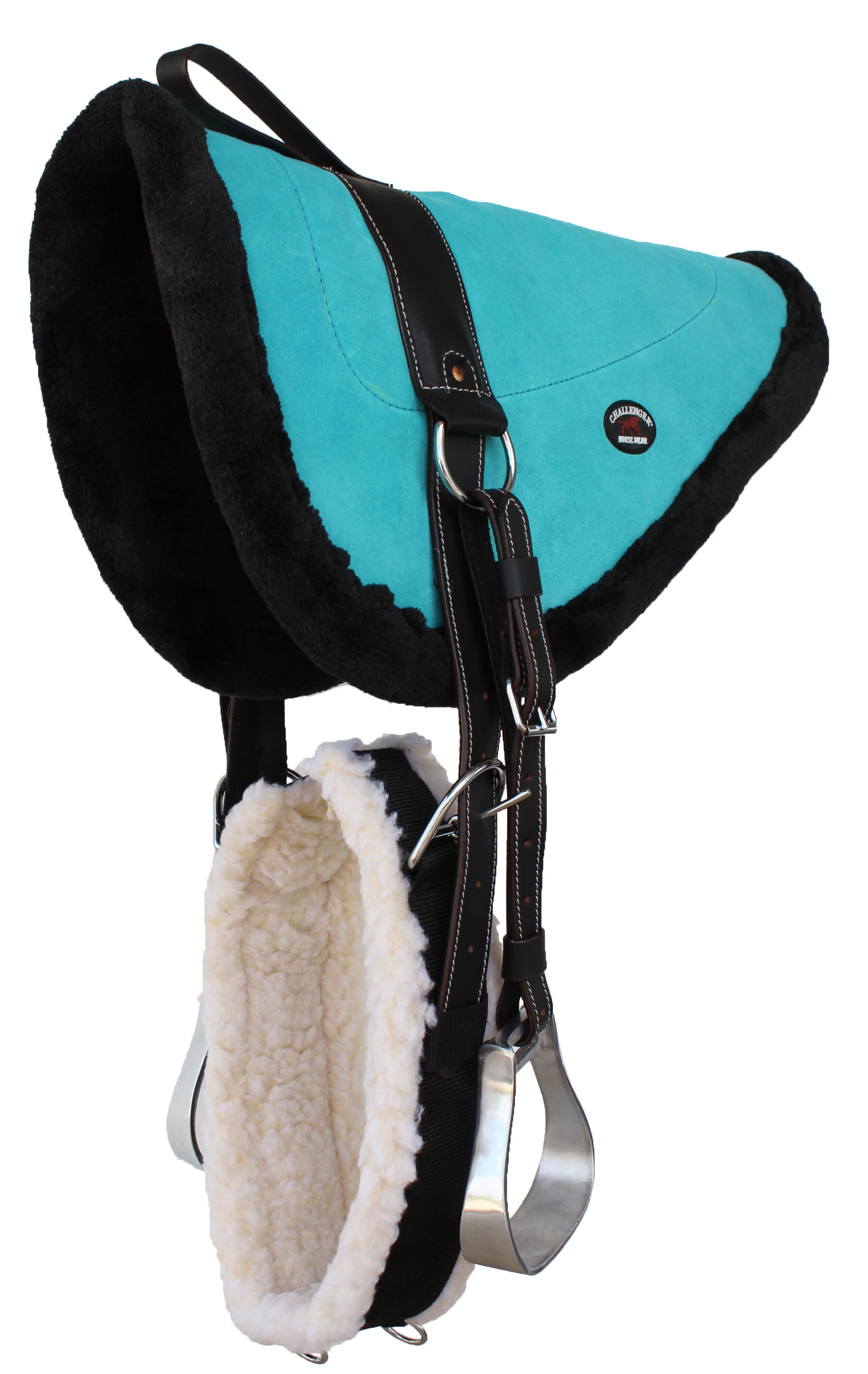 Horse Western Suede Leather Saddle Bareback Pad Treeless Stirrups ...