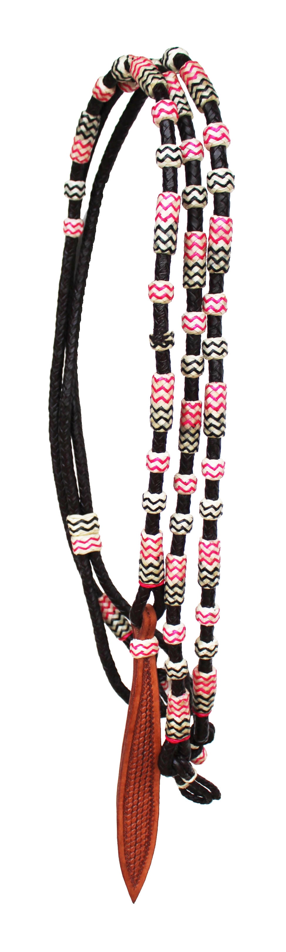 Horse Western Tack Brown Leather Pink Rawhide Rommel Romel Romal Reins ...